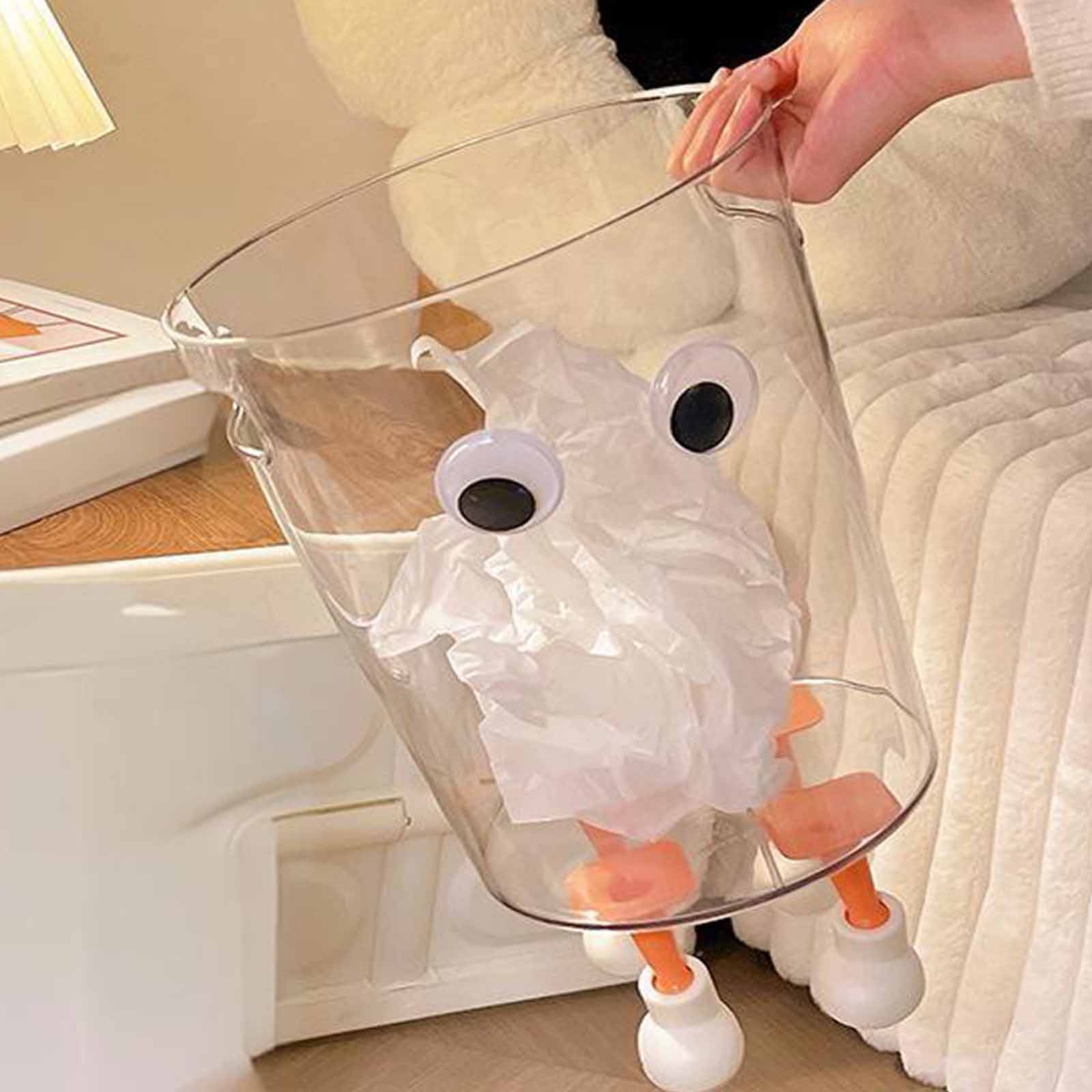 HCJKDU Small Trash Can Plastic Wastebasket Clear Round Garbage ...