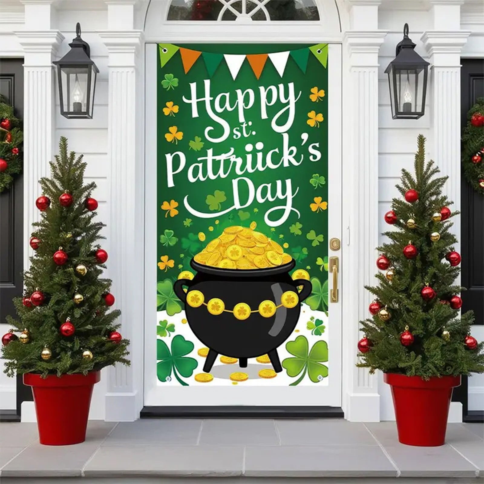HCJKDU St Patricks Day Door Banner, Happy St Patricks Day Gold Pot ...