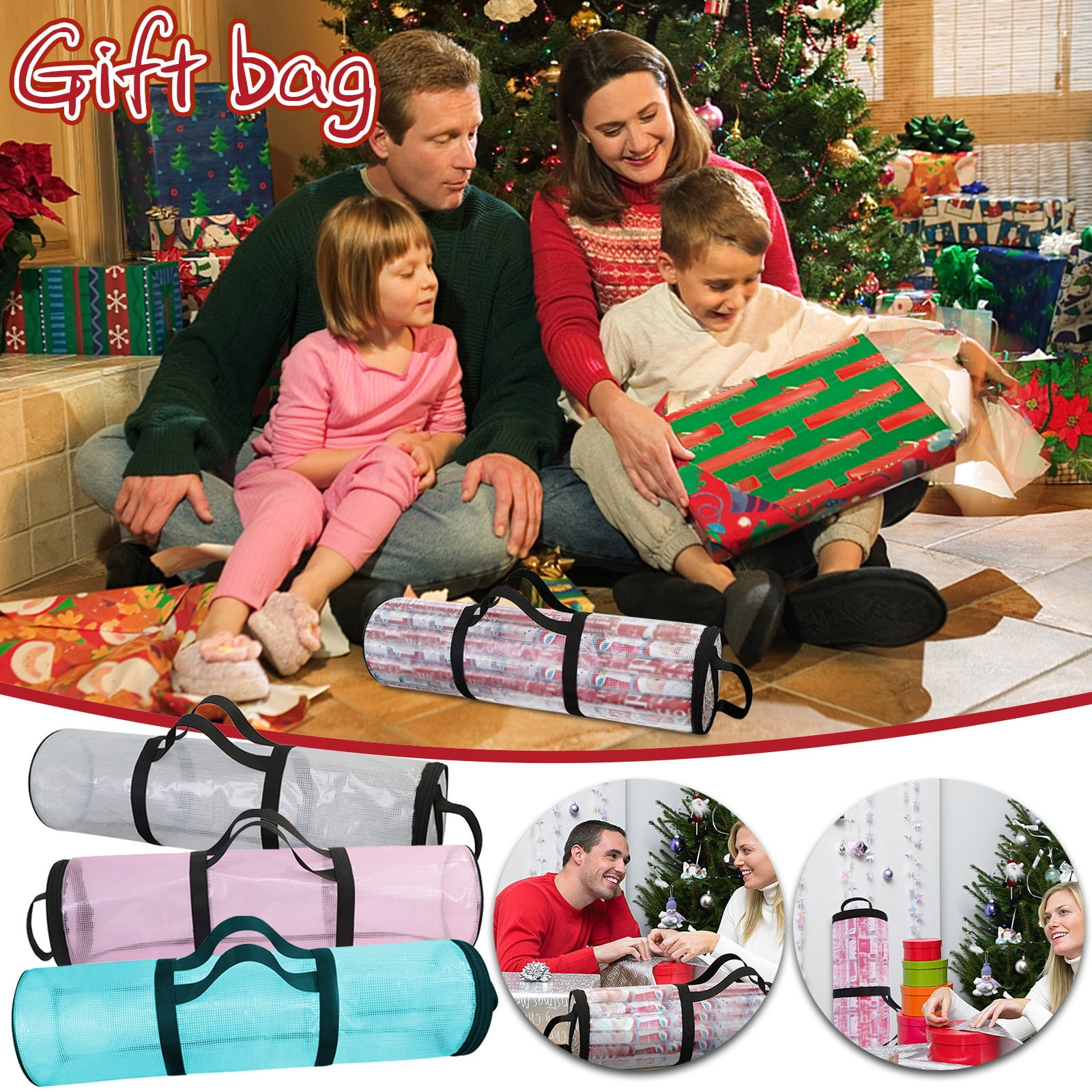 HCJKDU Wrapping Paper Storage Bag Wrapping Paper Storage Container Gift ...