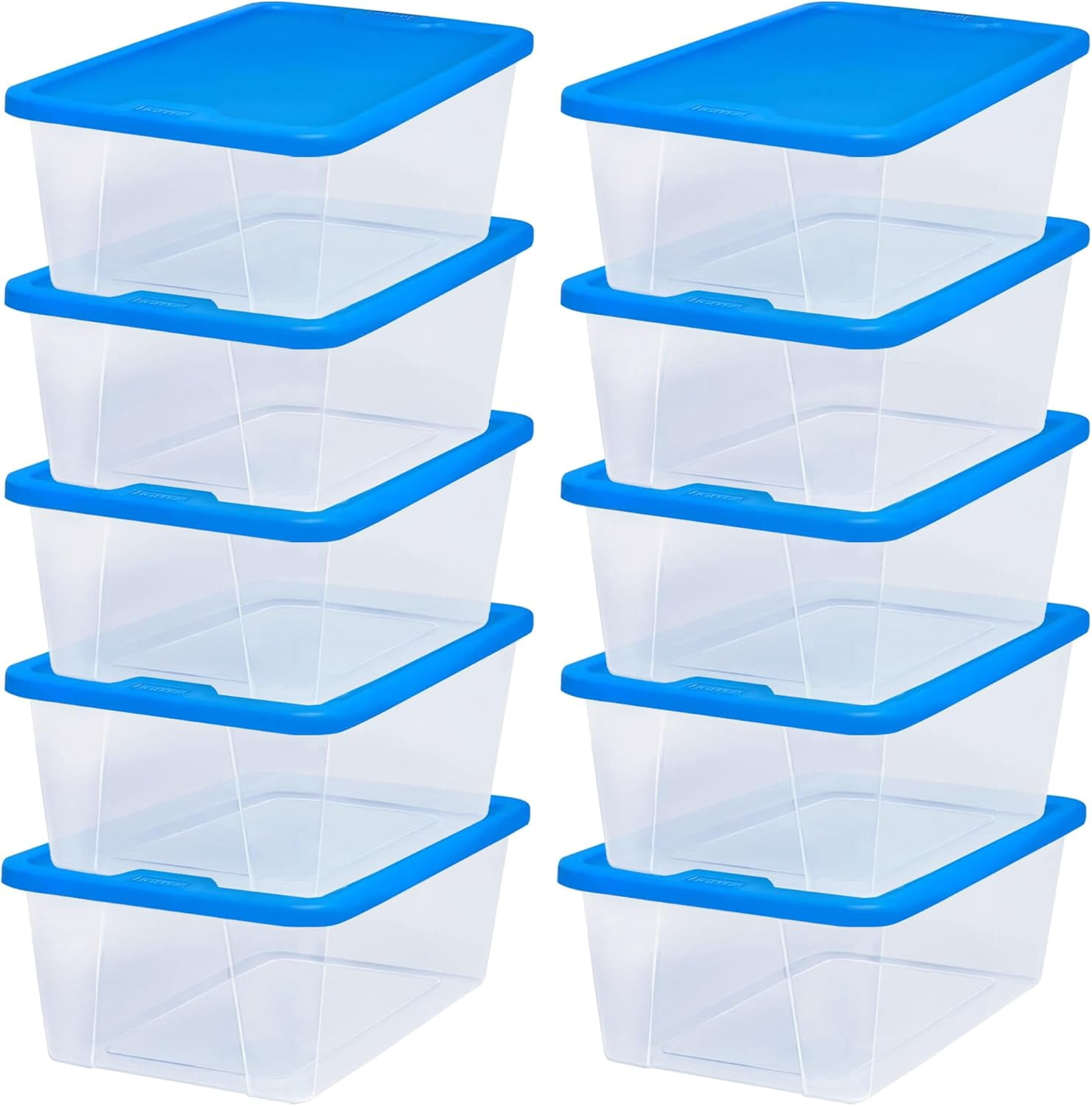 HCLQQ 2-Pack Snaplock, Small Clear Plastic Storage Bins with Lids, 28 ...