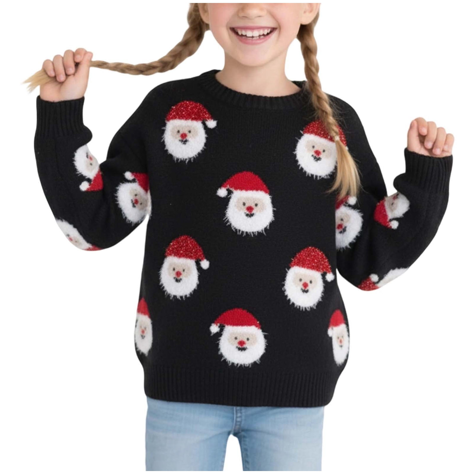 HCNTES Boys Girls Christmas Sweater Santa Long Sleeve Knit Xmas ...