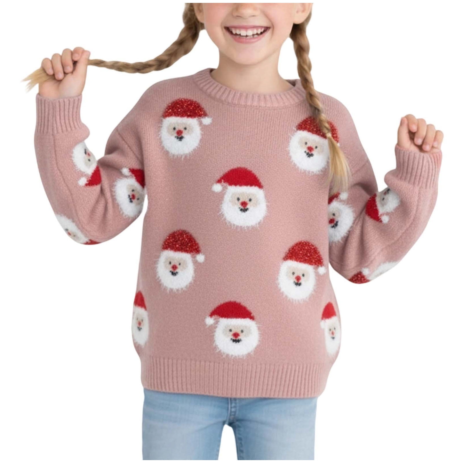HCNTES Boys Girls Christmas Sweater Santa Long Sleeve Knit Xmas ...