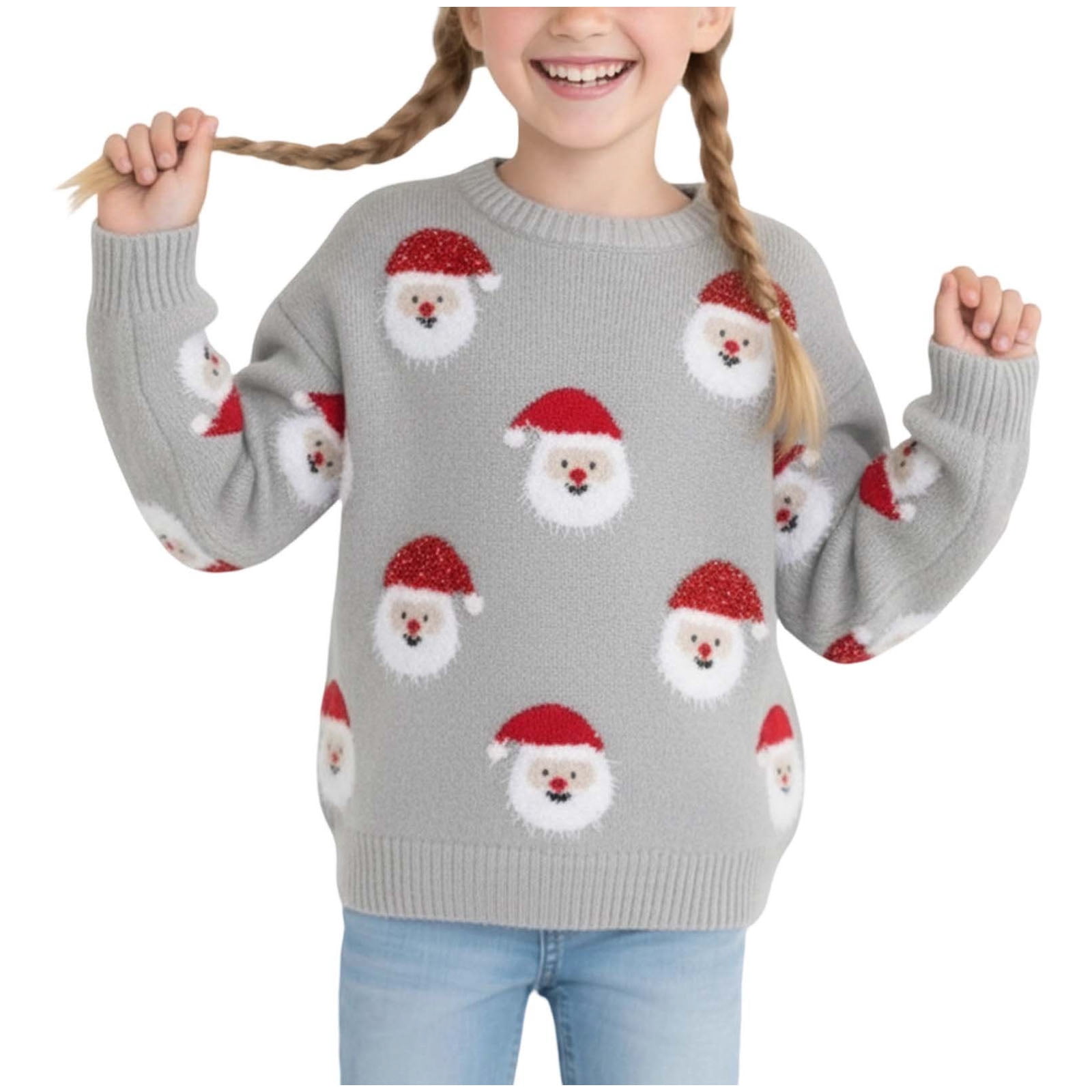 HCNTES Boys Girls Christmas Sweater Santa Long Sleeve Knit Xmas ...