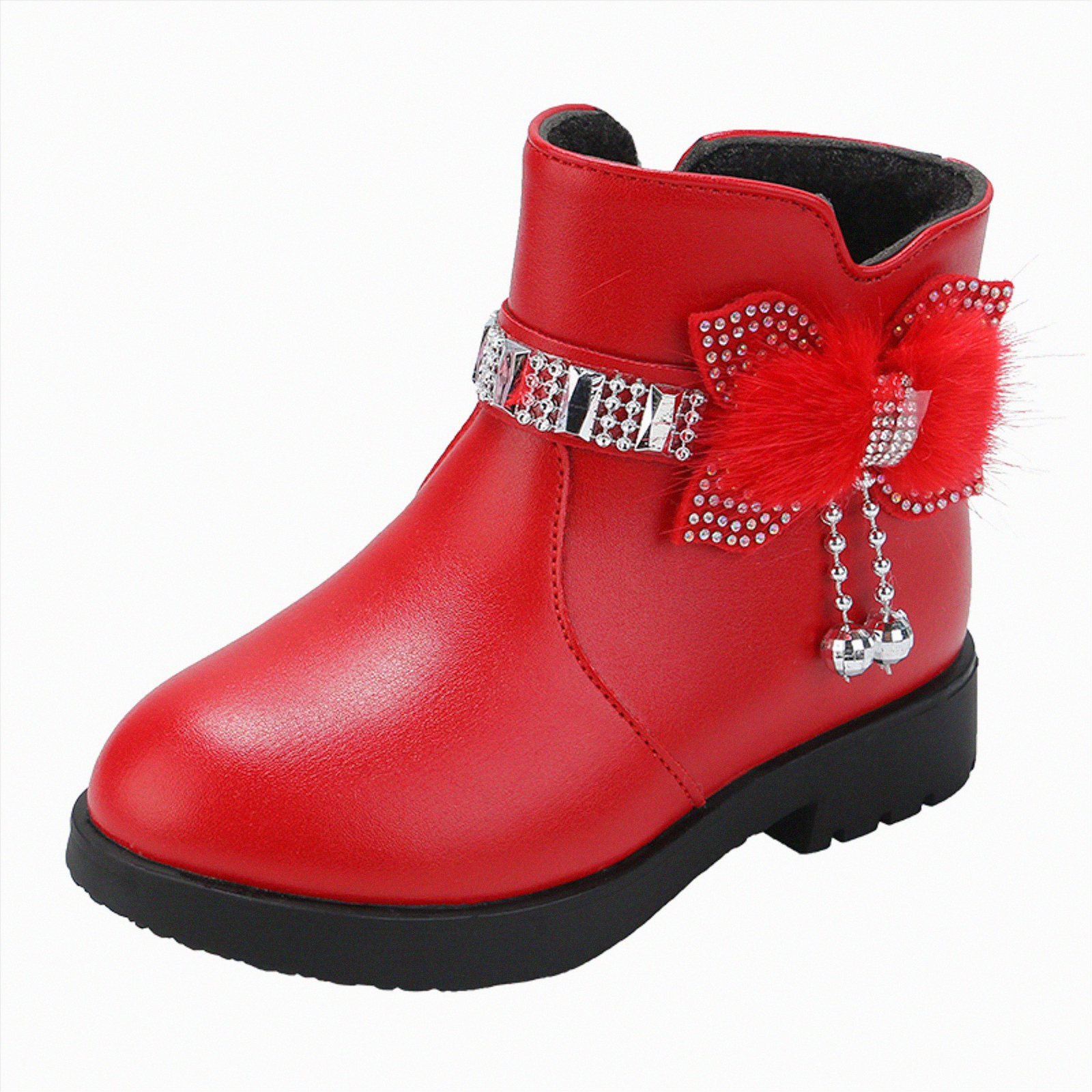 HCNTES Boys Girls Glitter Ankle Boots Lace Up Combat Boot With Side ...