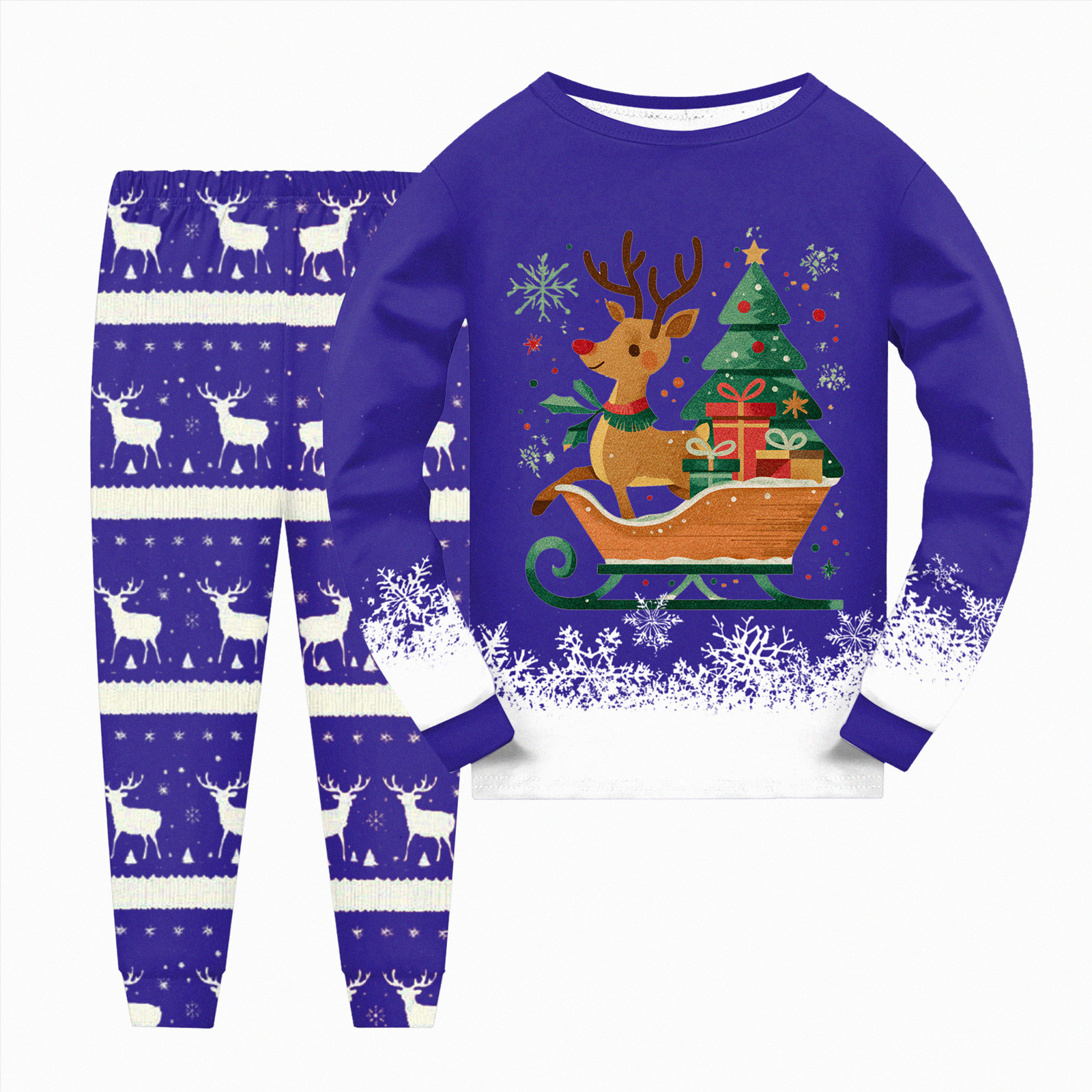 HCNTES Boys Girls Pajamas Long Sleeve Sleepwear Trendy Navy Face Tie ...