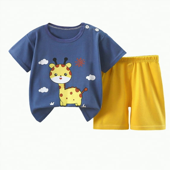 HCNTES Boys Pajamas Summer Short Sleeve Pajamas Shorts Set 2 Piece ...