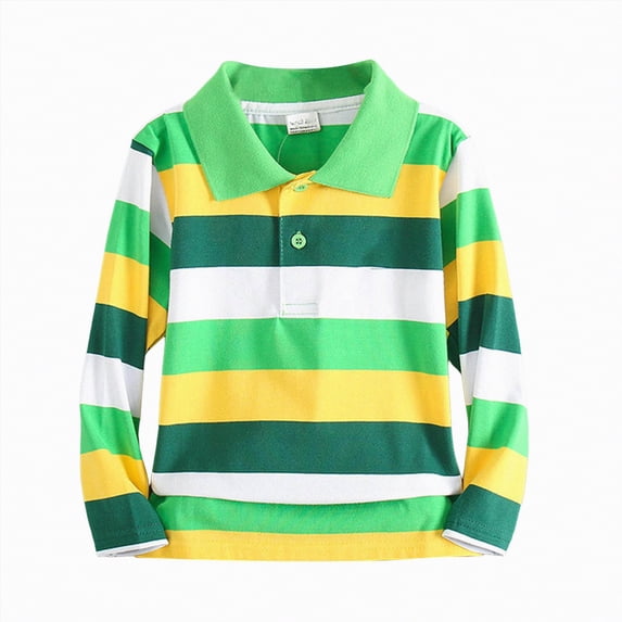HCNTES Boys' School Uniform Long Sleeve Polo Shirt Button Closure ...