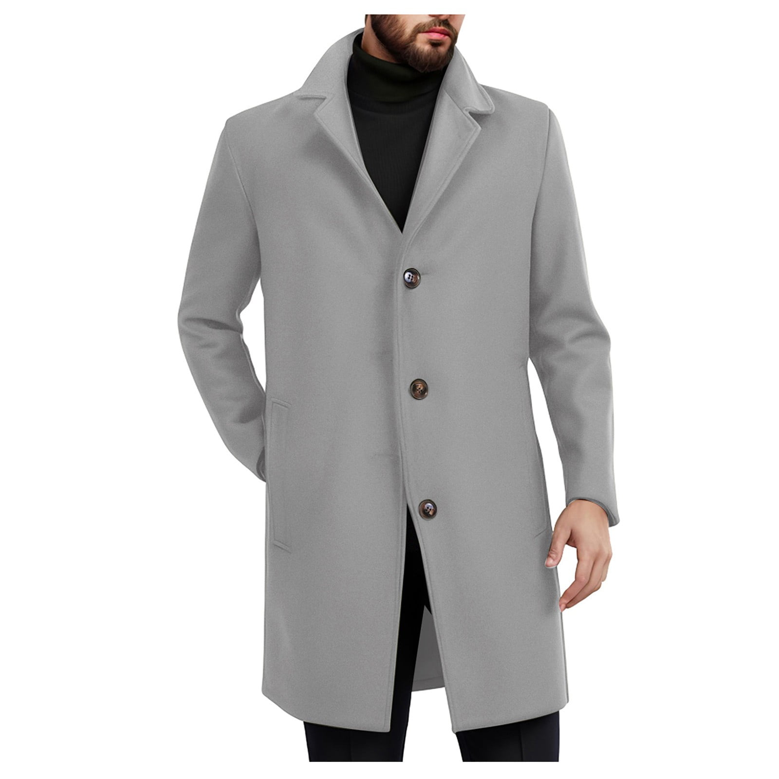 HCNTES Coat for Mens Lapel Single Slim Jacket Overcoat Vintage Graphic ...