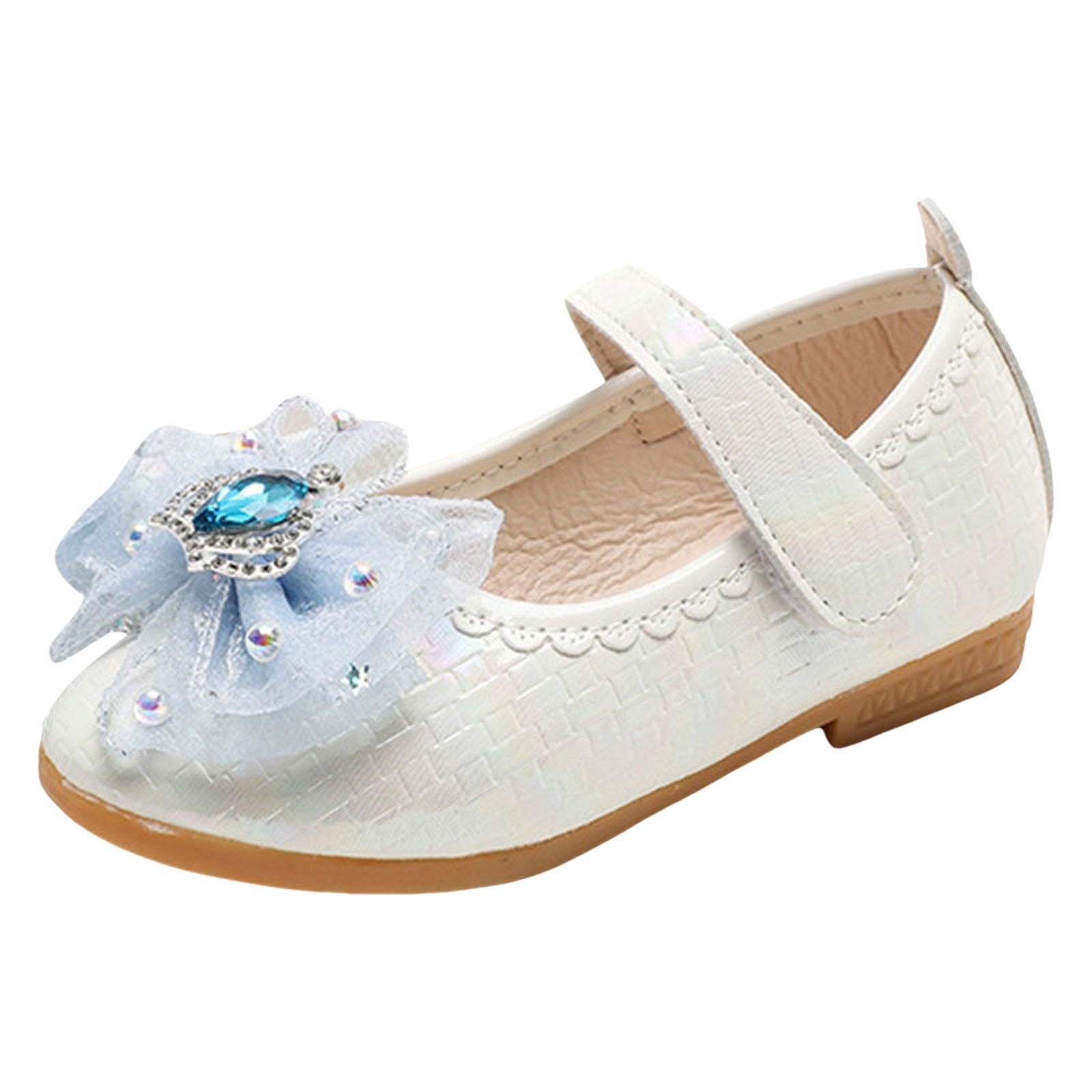 HCNTES Flower Girl Ballet Flats Pearls Bow Ballerina Mary Jane Princess ...