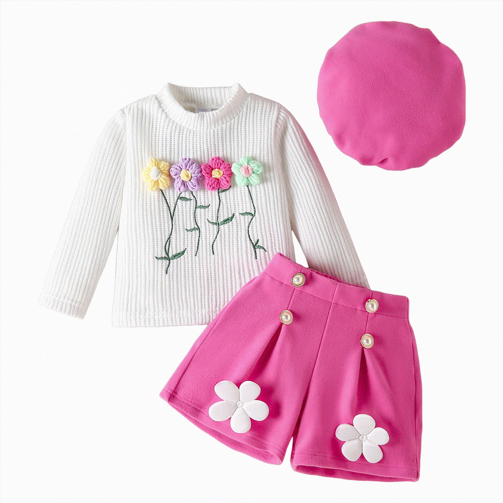HCNTES Girl 3D Stereo Flower Baby Children Long Sleeve Plus Velvet ...