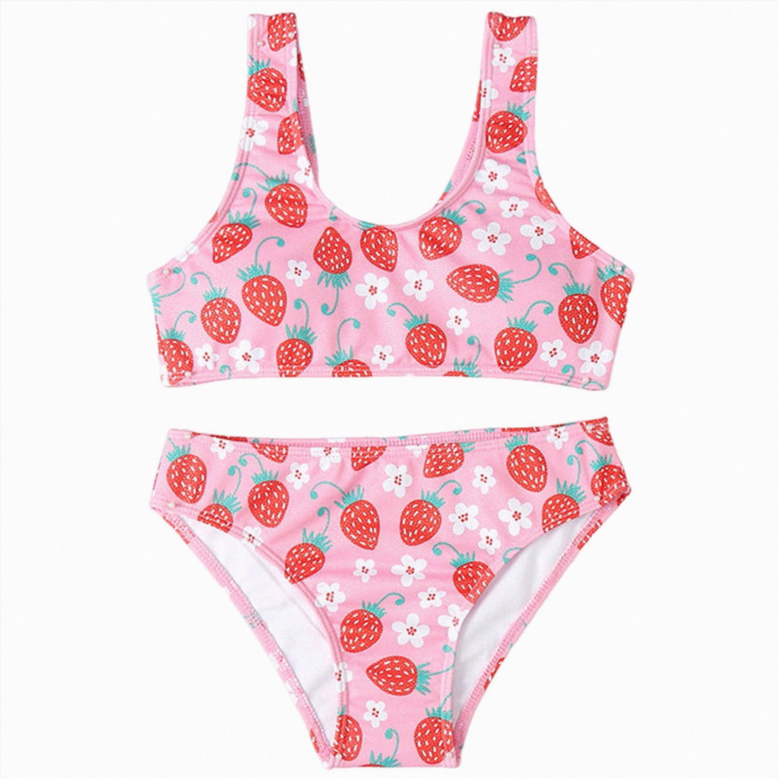 HCNTES Girl's Tie Dye Smocked 2 Piece Swimwear Sets Backless Halter ...