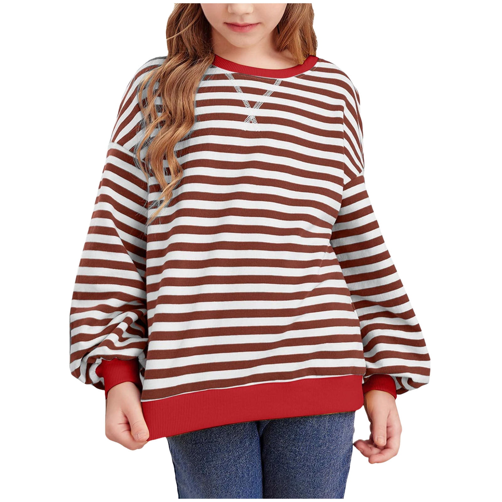 HCNTES Girls Cotton Sweatshirt Long Sleeve Shirts Loose Pullover Crew ...