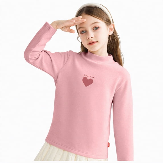 HCNTES Girls Long Sleeve Basic T-Shirt Turtleneck Tops Fall And Winter ...