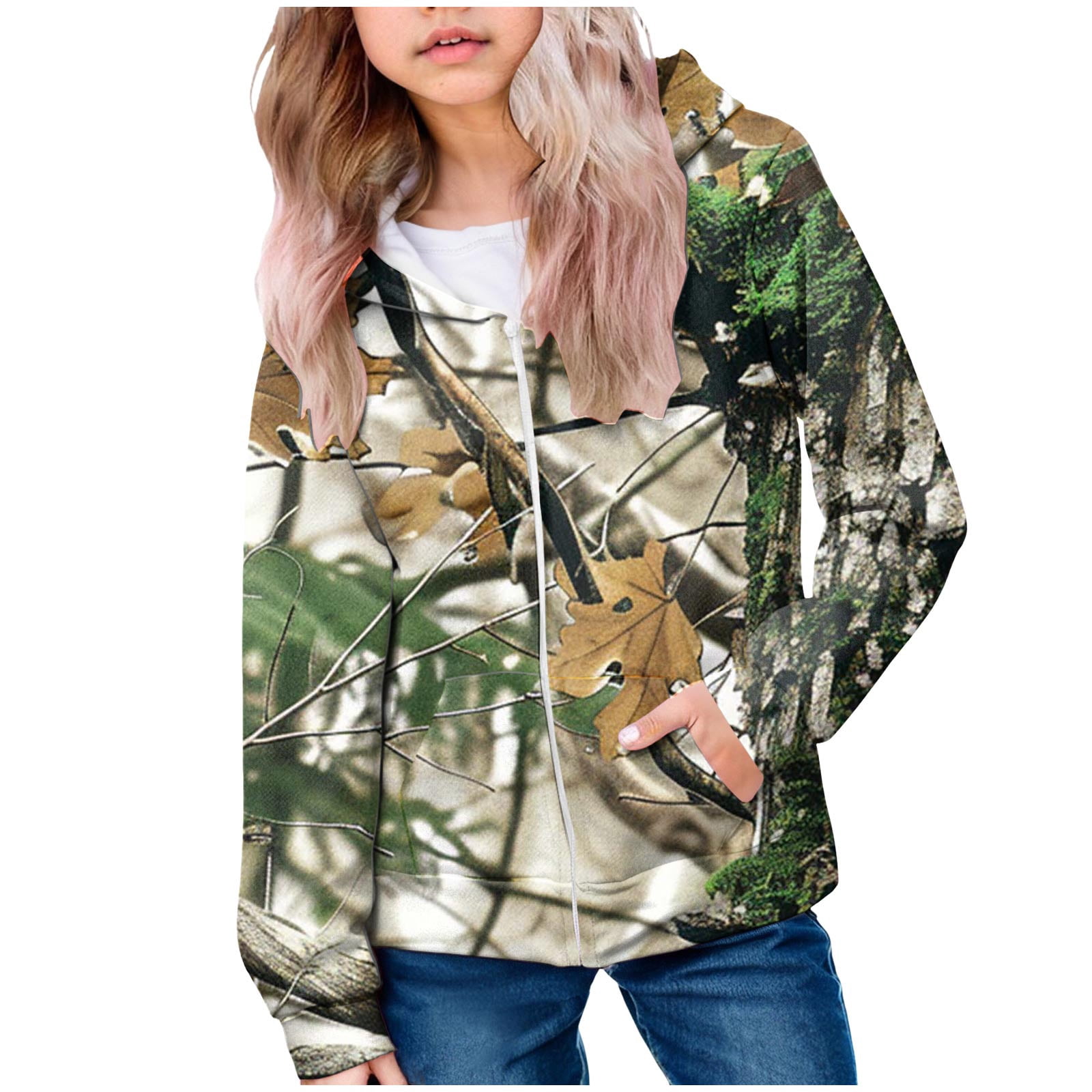 HCNTES Girls Long Sleeve Zip Up Hoodie with Pockets Bow Print Fashion ...