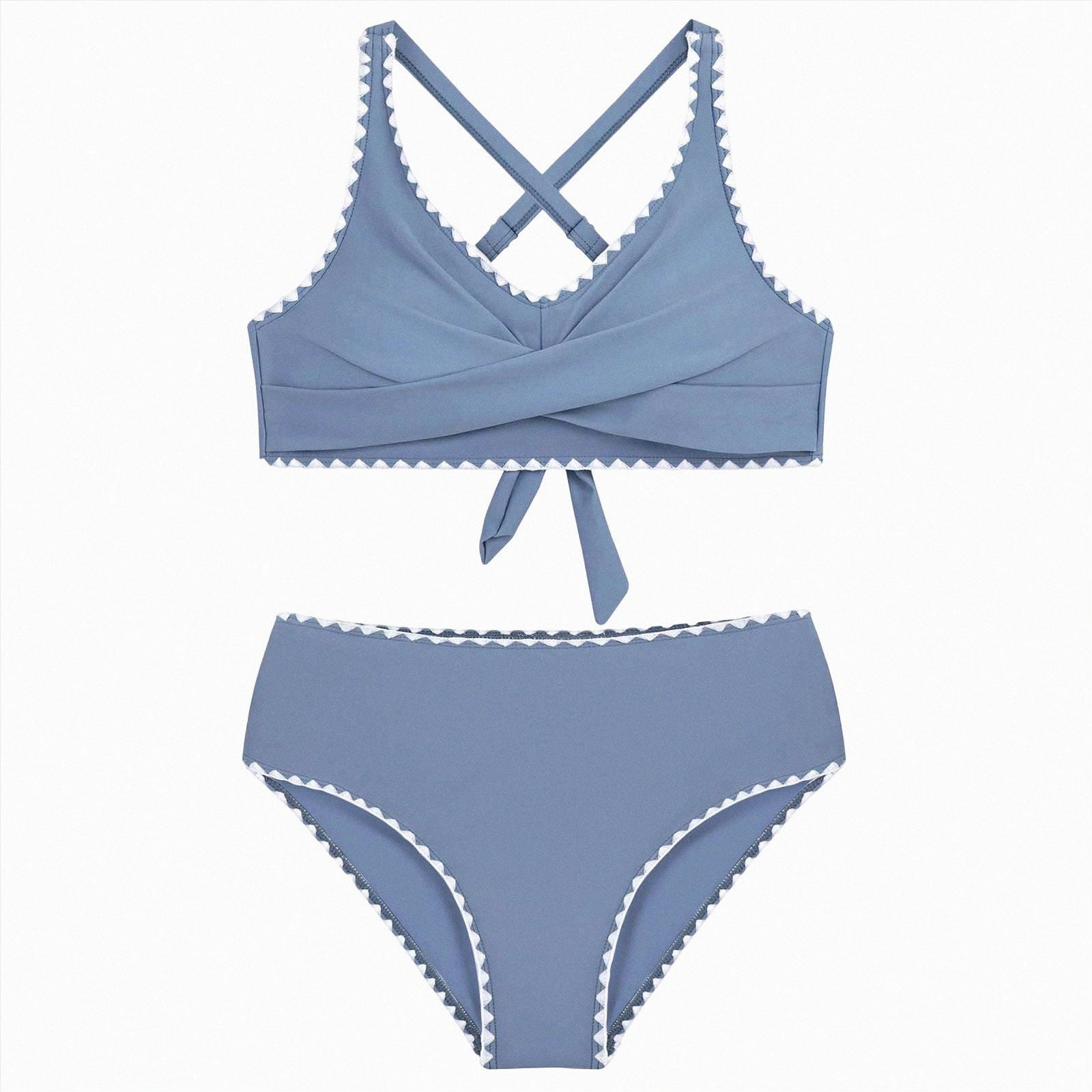 HCNTES Girls Swimsuit Contrast Trim Cross Back Swimwear Girls Bathing ...
