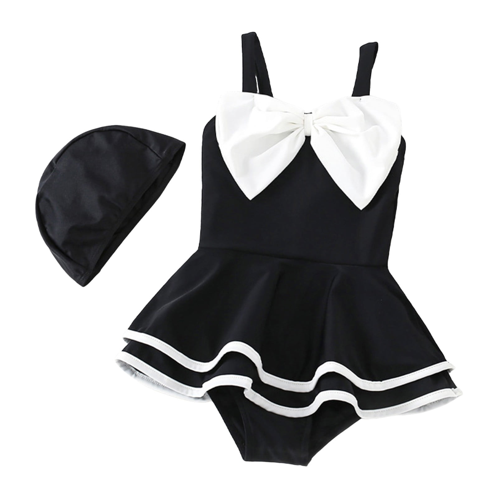 HCNTES Girls Swimsuit with Skirt One Piece Bathing Suit Swimwear ,12-18 ...