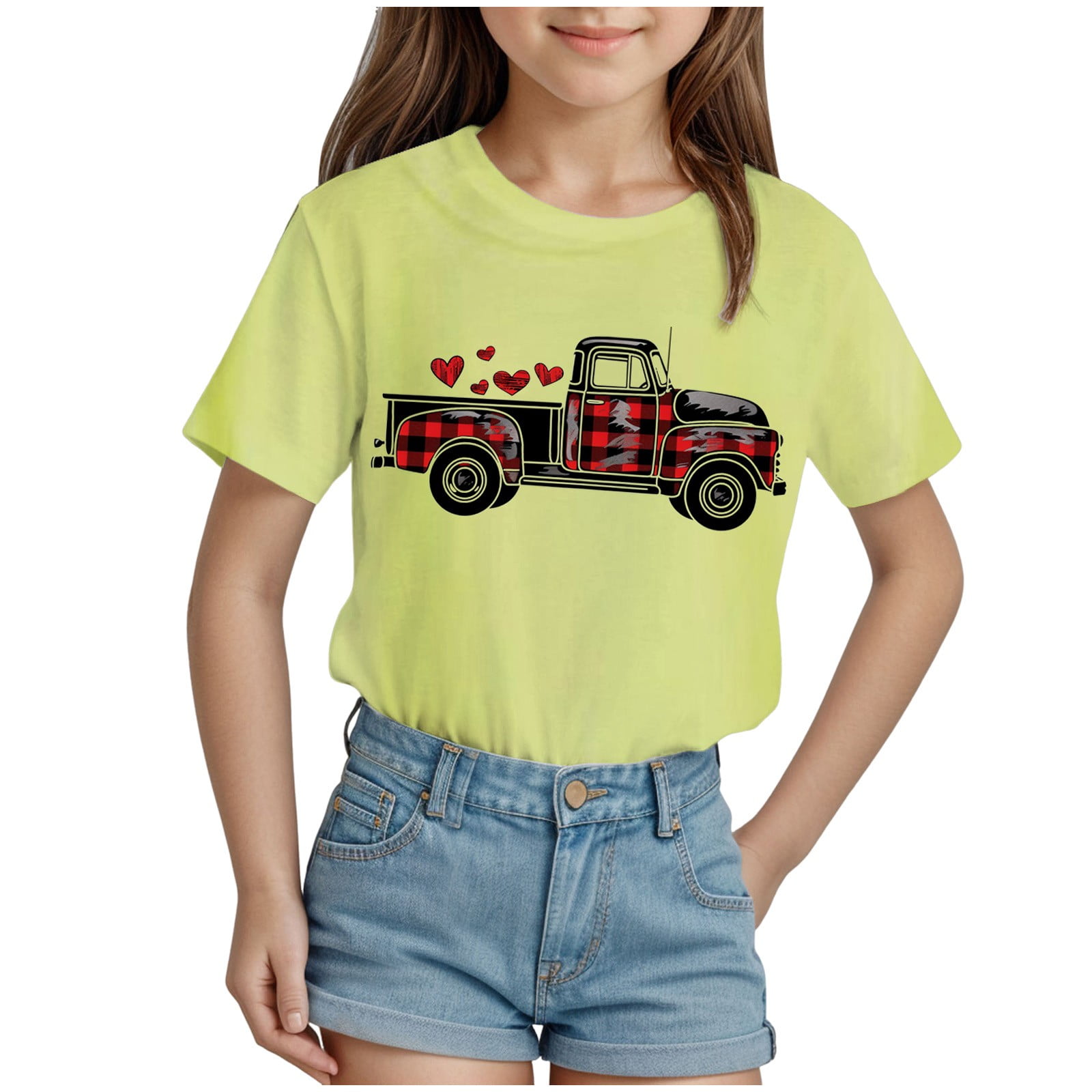 HCNTES Girls T Shirt Short Sleeve Soft Loose Tops with Cartoon and ...