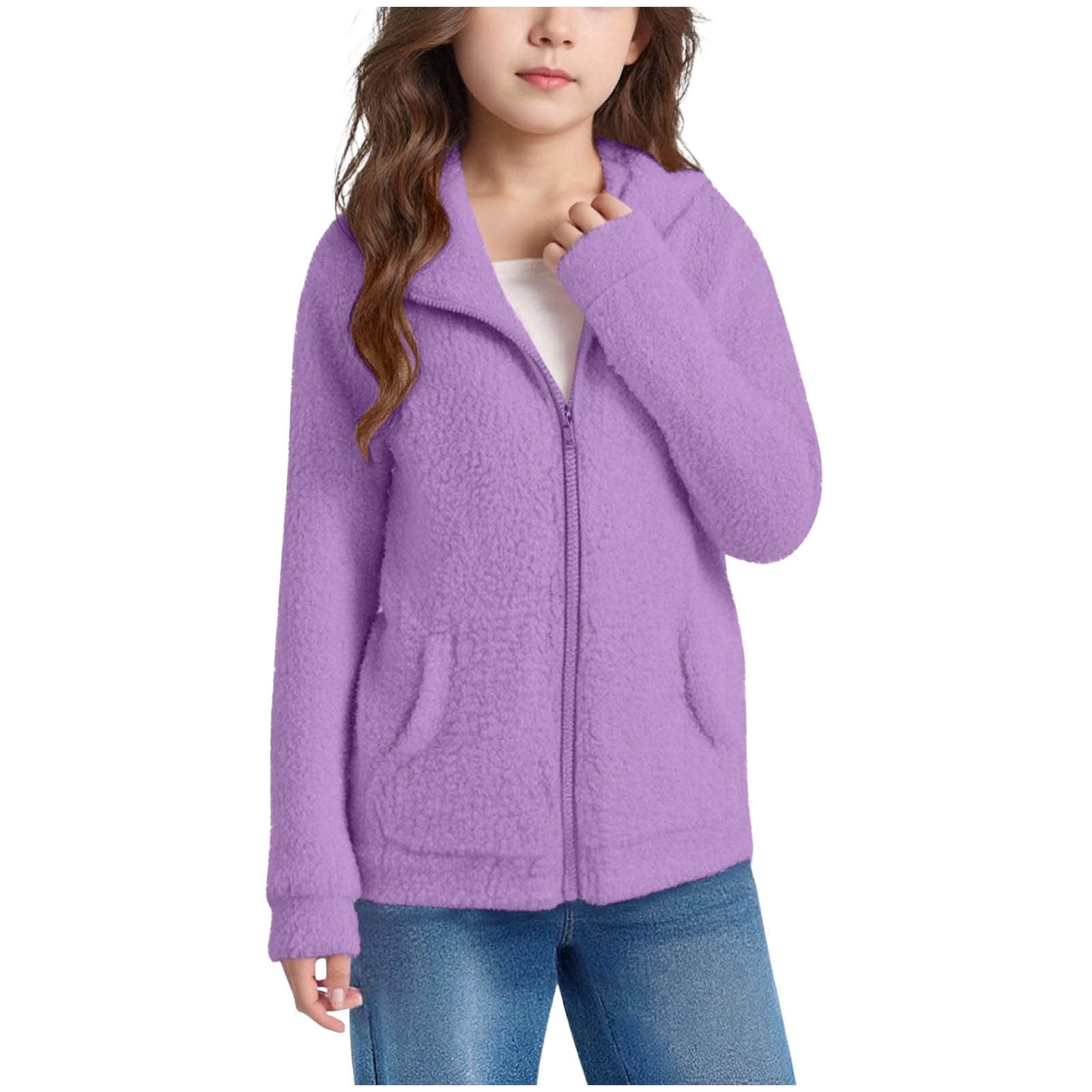 HCNTES Girls Zip Up Fleece Hoodie Jacket Cute Trendy Full Zip ...