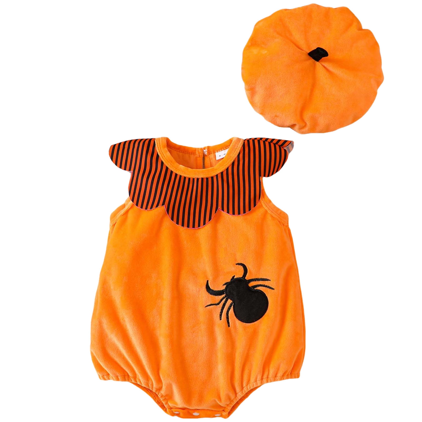 HCNTES Halloween Baby Clothes Spider Cat Striped Smocked Romper Bubble ...