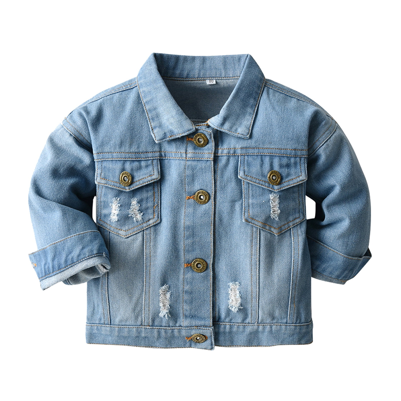 HCNTES Kids' Jean Jackets Toddler Boys Girls Turn-Collar Ripped Denim ...