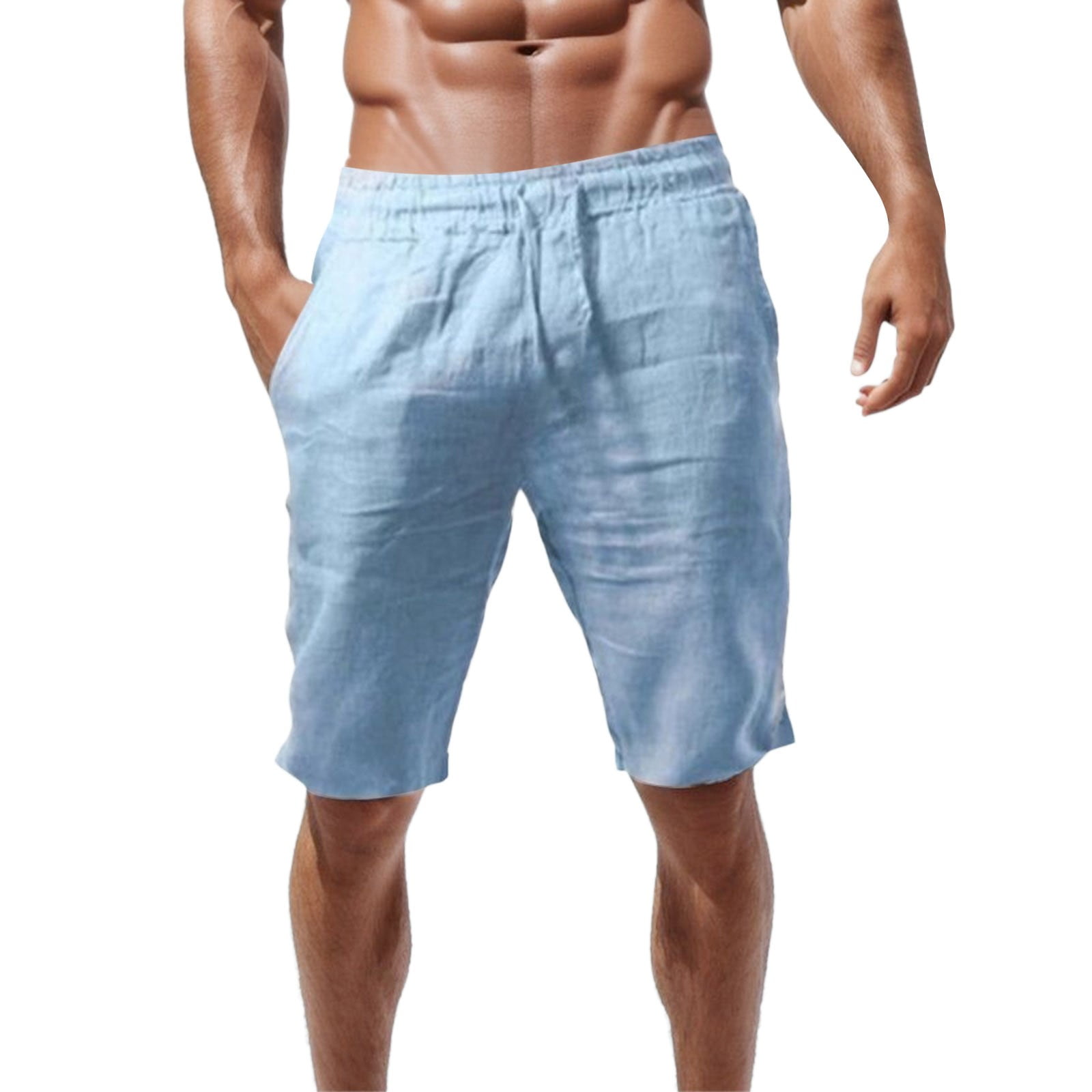 HCNTES Linen Shorts Mens Casual Shorts Lightweight Summer Beach Shorts ...