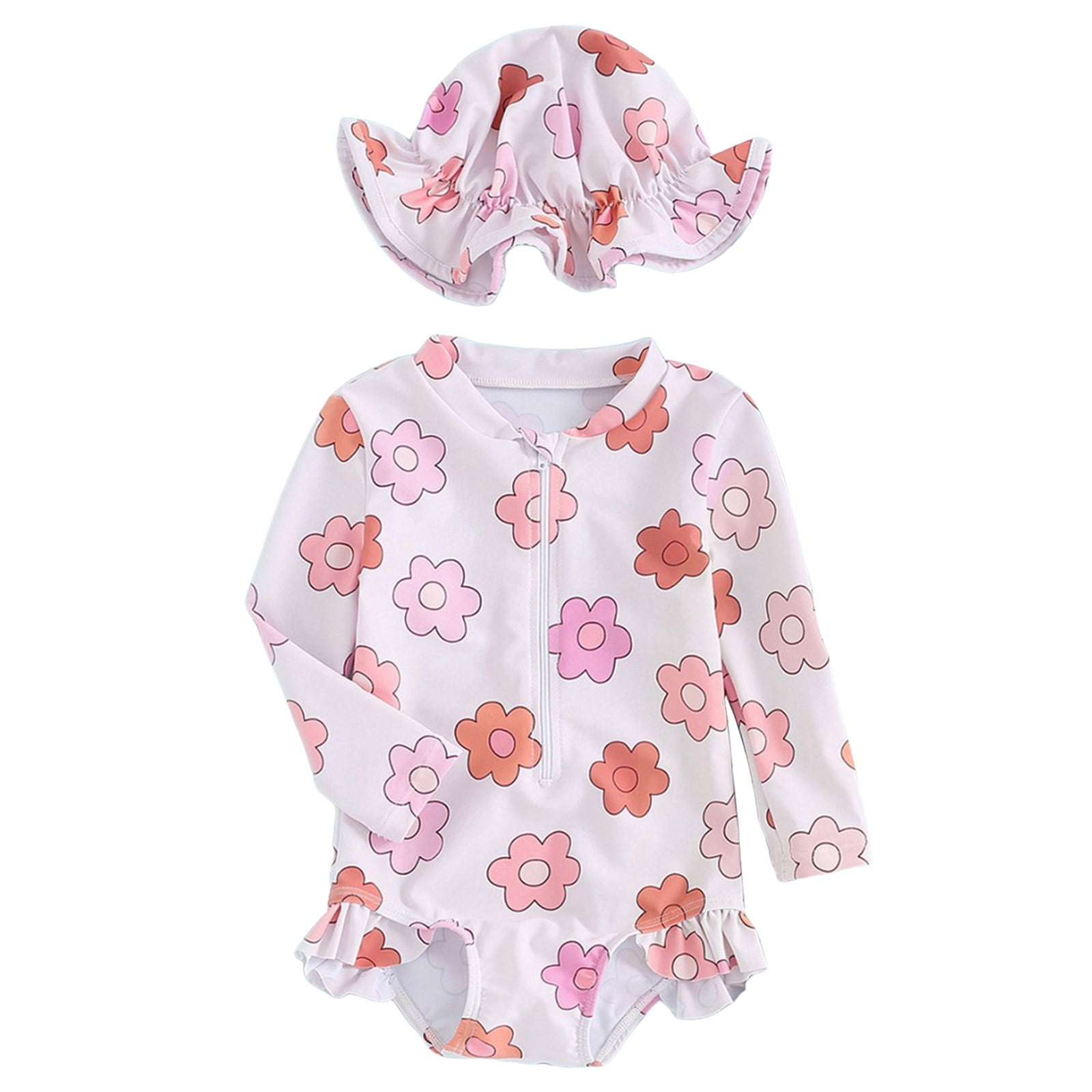 HCNTES Little Girls Mesh Flower Embroidery Long Sleeve Rash Guard ...