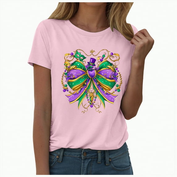 HCNTES Mardi Gras Shirts for Women: Fat Tuesday Tshirts Fashion Graphic ...