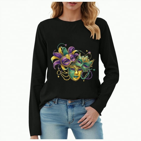 HCNTES Mardi Gras Sweatshirt Women Fat Tuesday Carnival Pullover Top ...