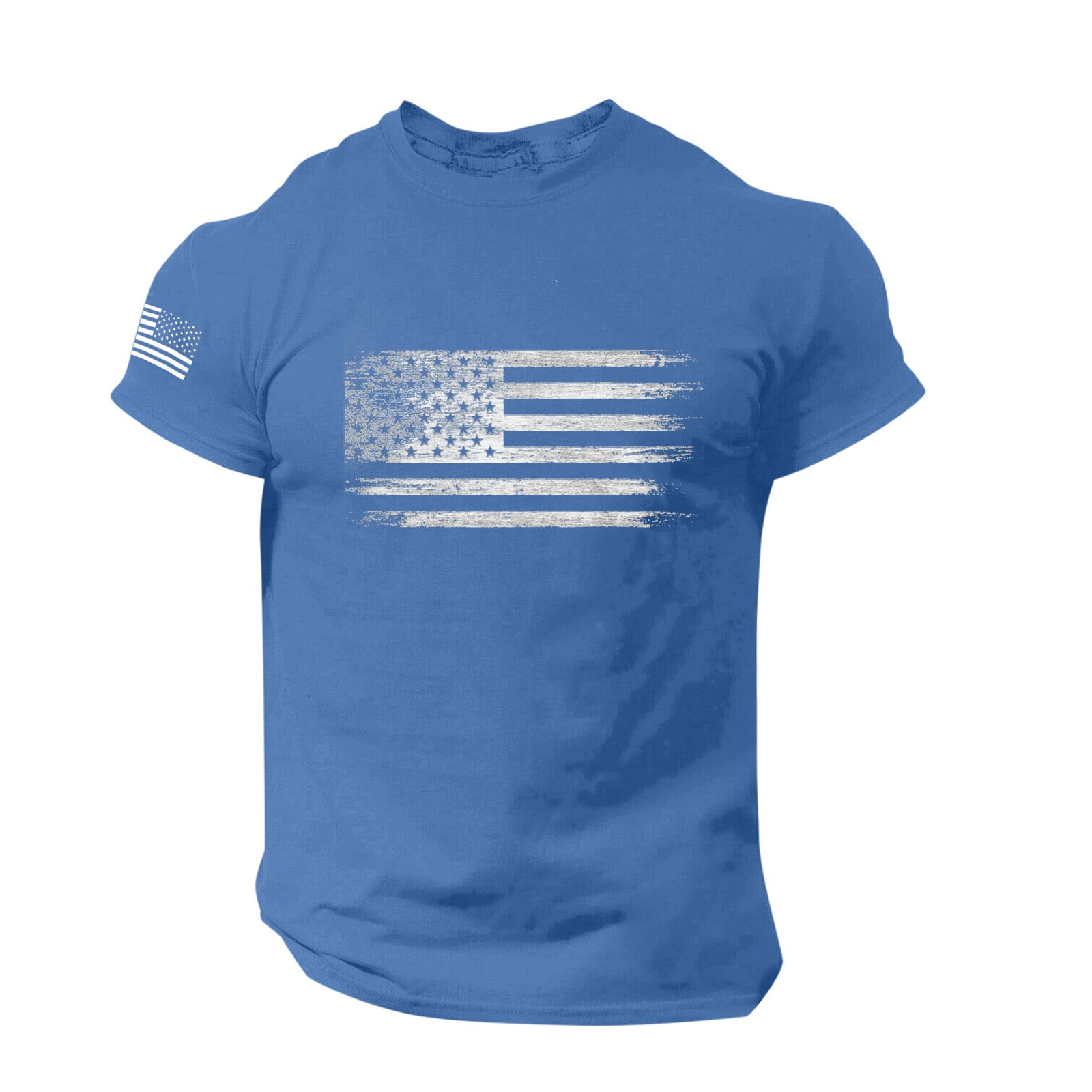 HCNTES Men's American USA Flag Patriotic T-Shirts with Reflective Trim ...
