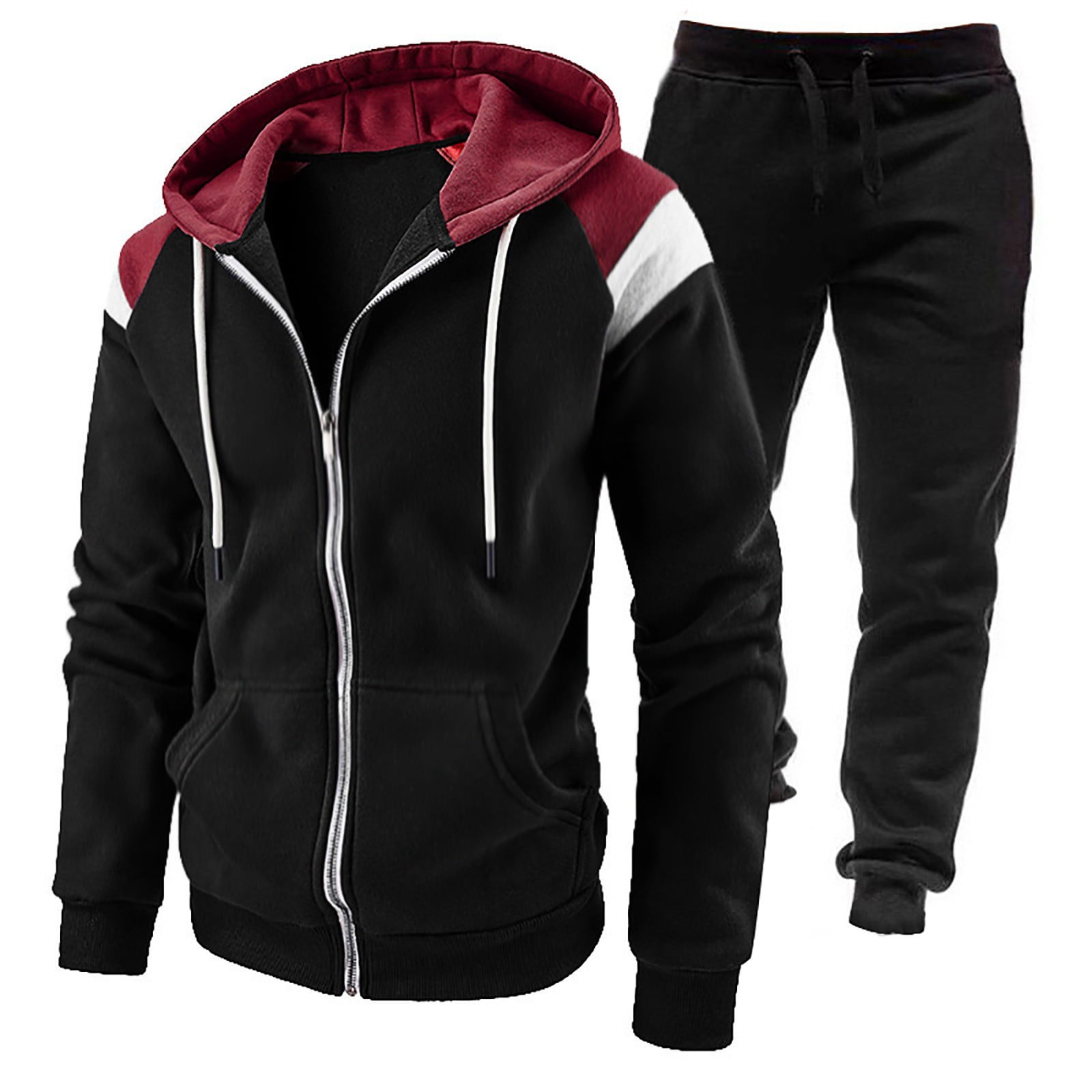 HCNTES Men's Athletic Hoodie Tracksuit 4 Pieces Set Casual Jogging ...
