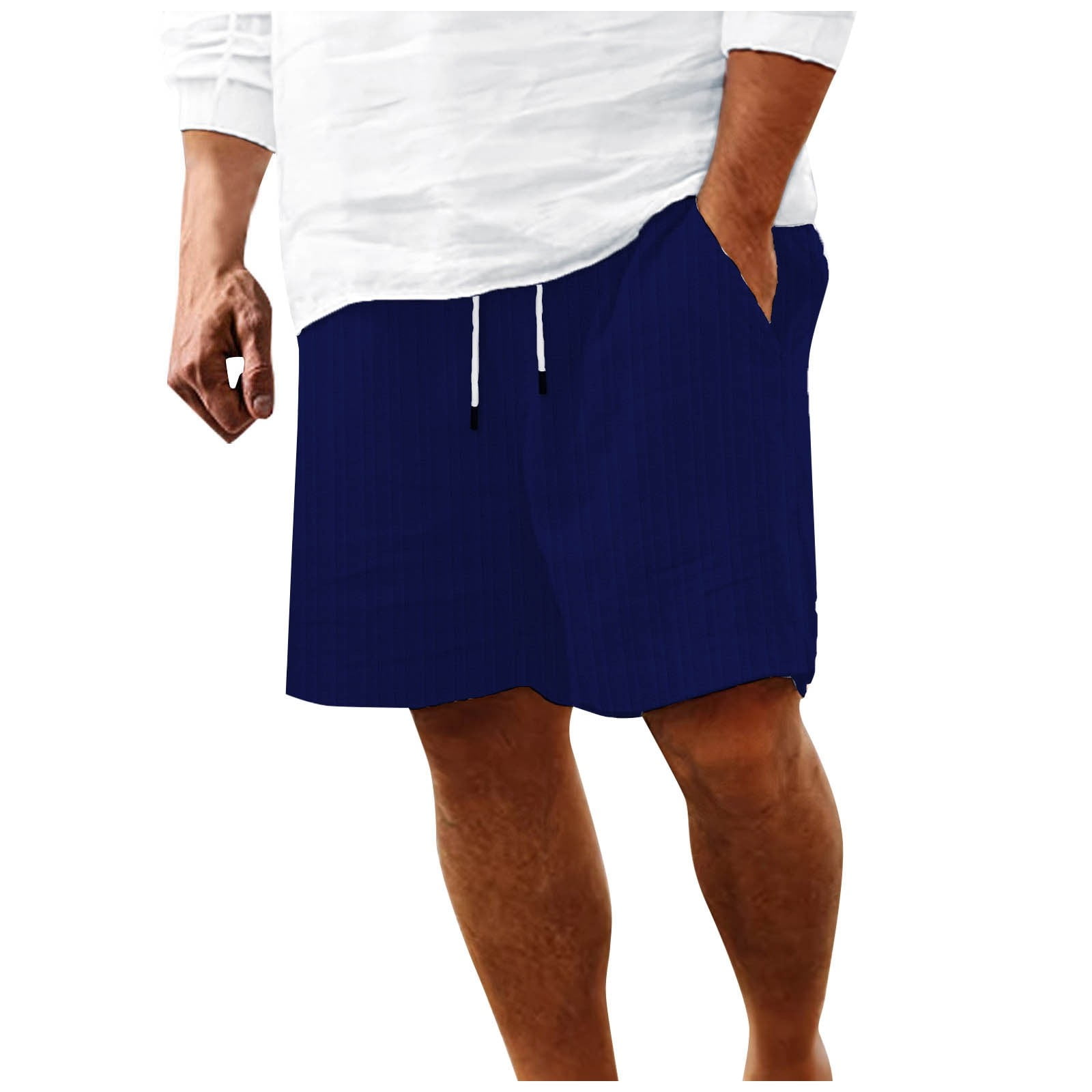 HCNTES Men's Cotton Fit Short Pants with Drawstring Elastic Waist with ...