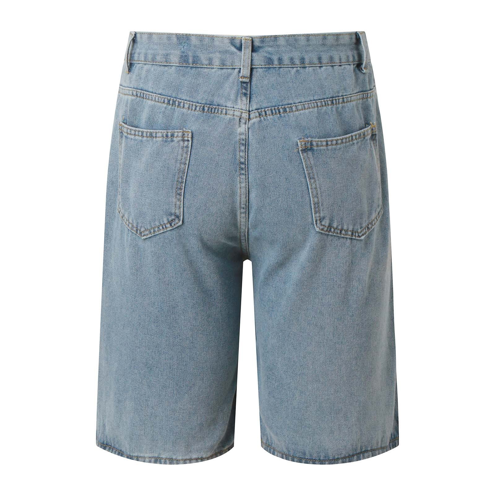 HCNTES Men's Denim Shorts Slim Fit Stretch Durable Ripped Short Jeans ...