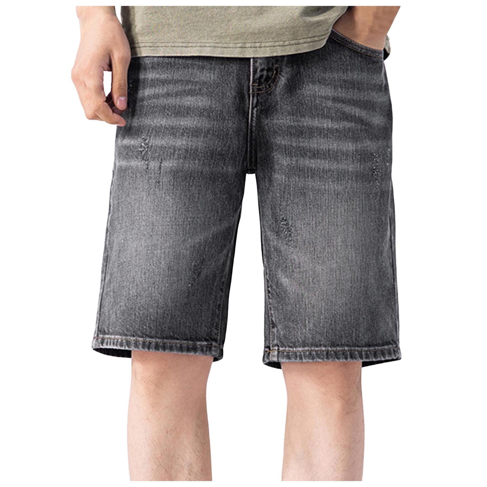 HCNTES Men's Fashion Ripped Short Jeans Casual Durable Denim Shorts ...