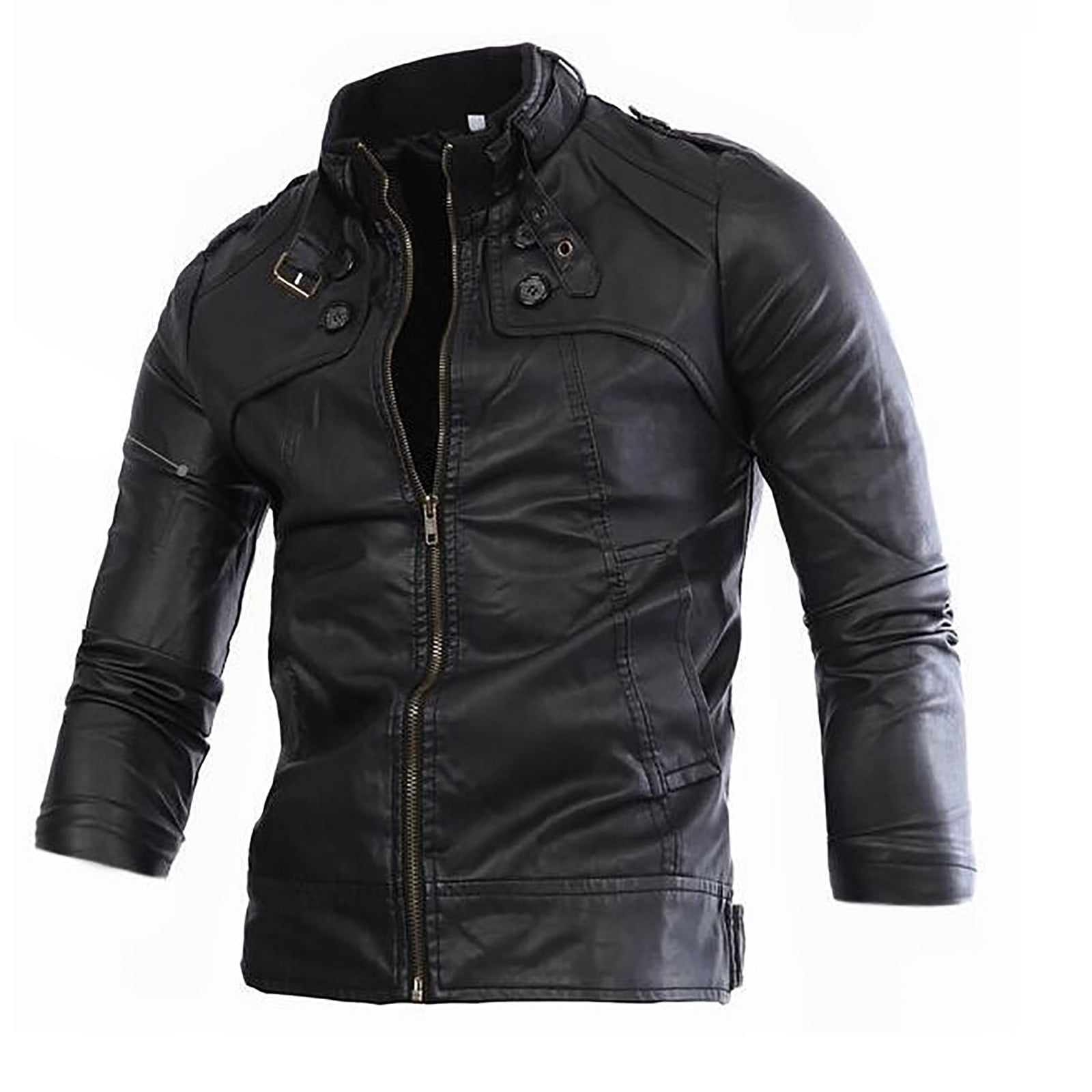 HCNTES Men's Leather Flight Bomber Jacket Air Force Aviator（Black,L ...