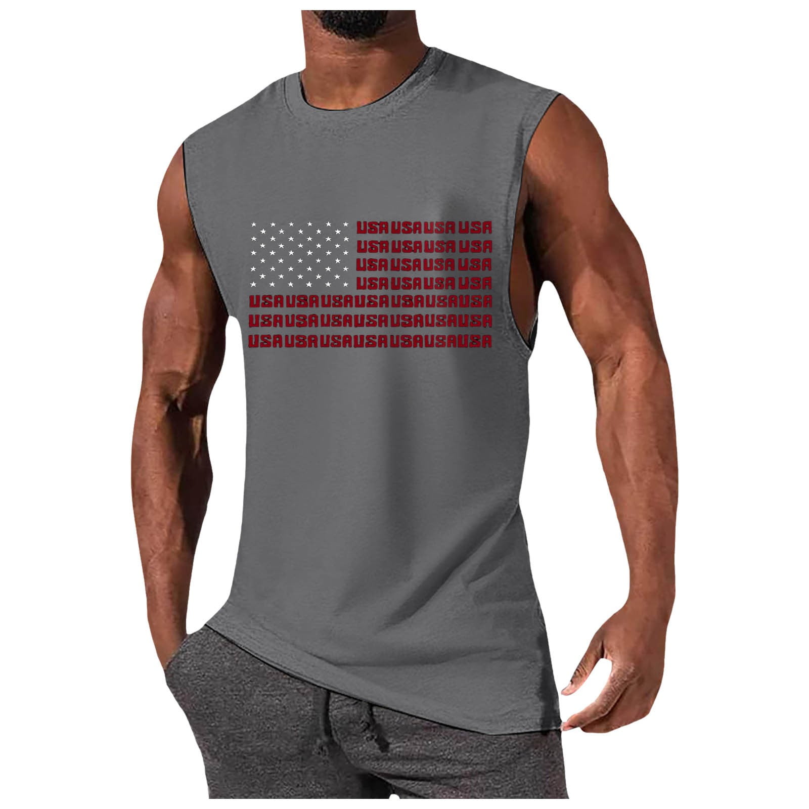 HCNTES Men's Muscle Gym Workout Stringer Tank Tops Bodybuilding Fitness ...