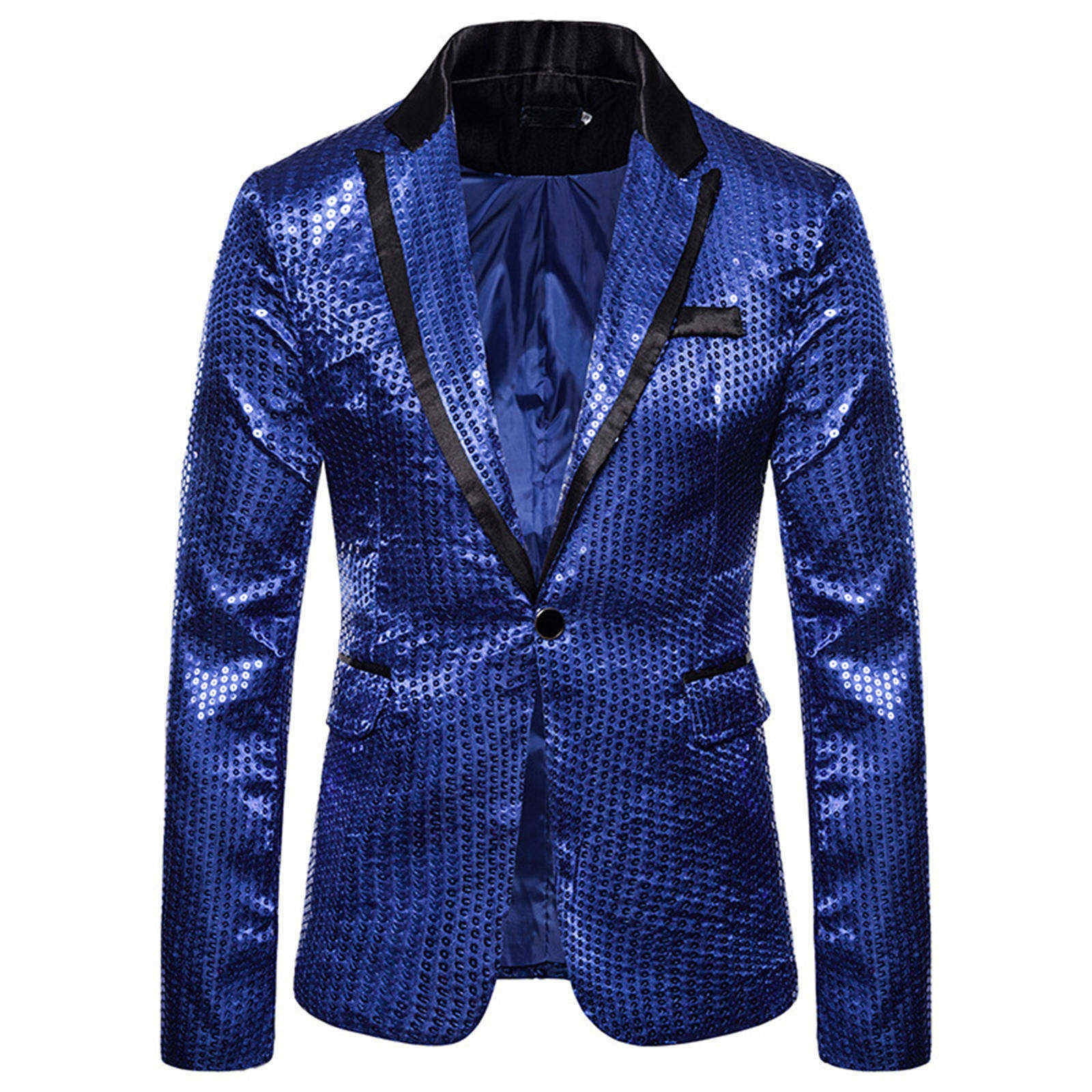HCNTES Men's Shiny Sequins Blazer Suit Jacket Stylish Tuxedo for Ball ...