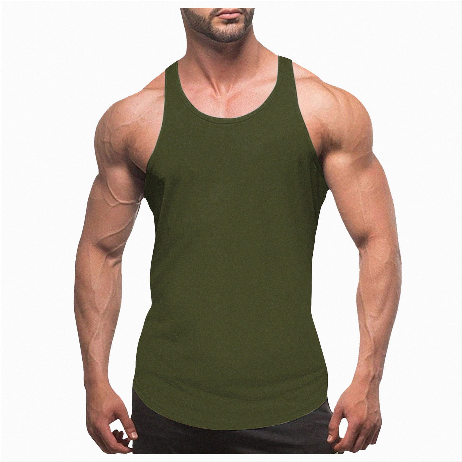 HCNTES Men's Workout Sleeveless Shirts Muscle Swim Shirt Gym Fitness ...