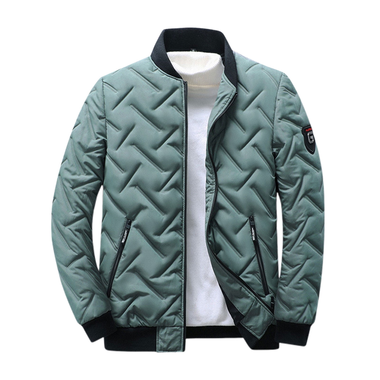HCNTES Mens Down Alternative Jacket Puffer Coat Packable Warm ...