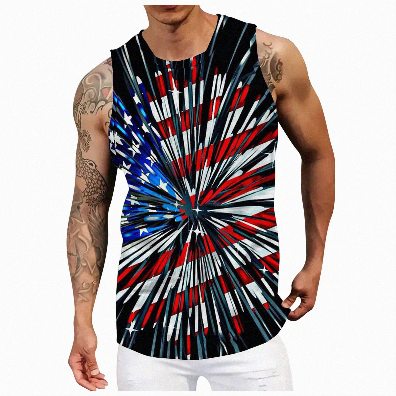 HCNTES Mens Graphic Tank Tops Sleeveless Muscle Shirts Beach Hawaiian ...