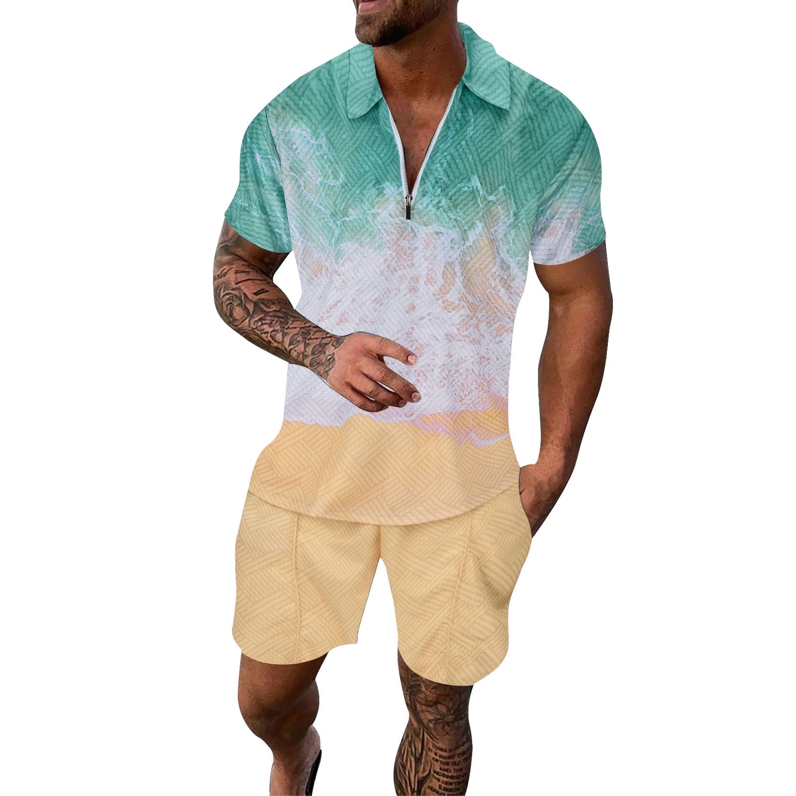 HCNTES Mens Knit Polo Shirts Casual Short Sleeve Button up Polo Shirt ...