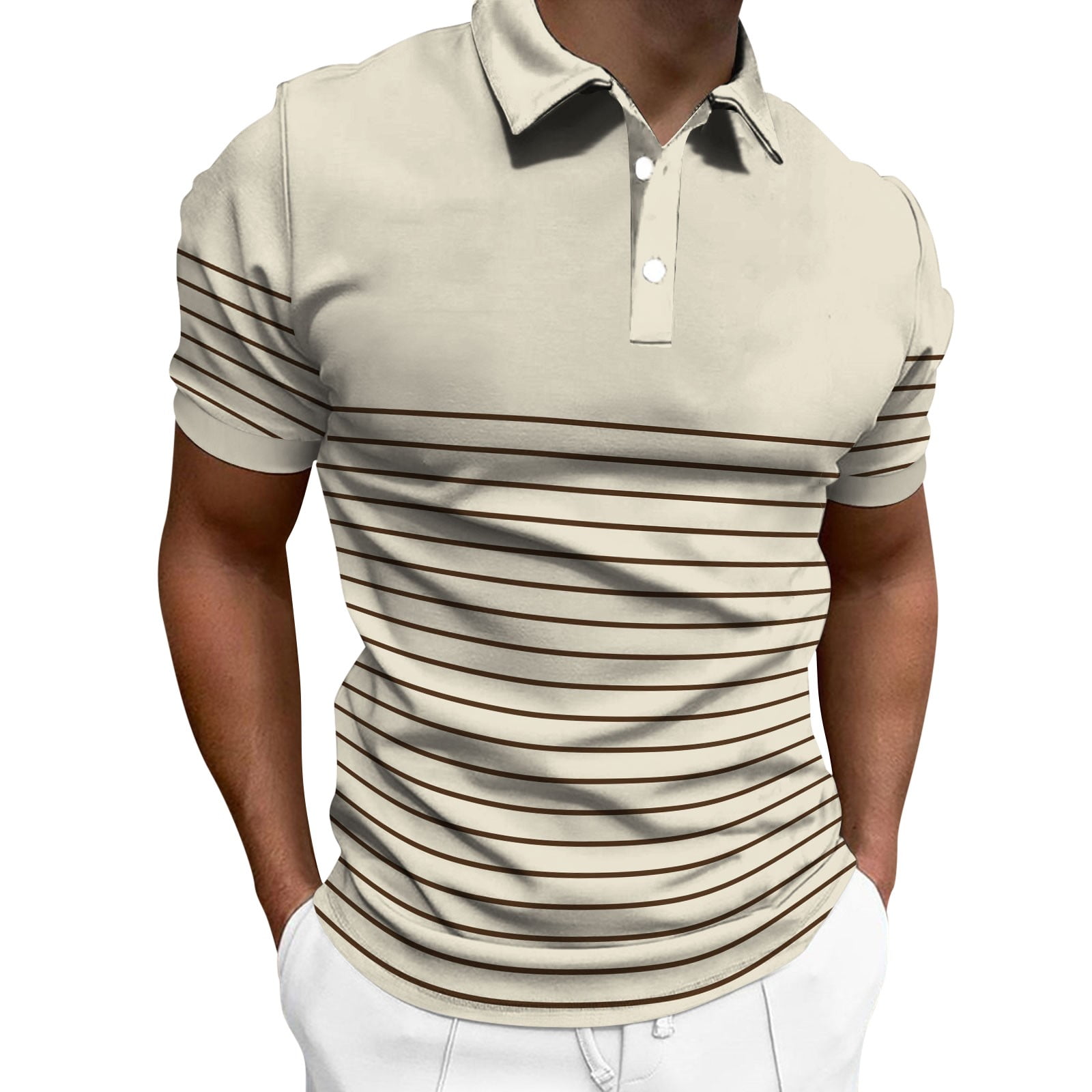 HCNTES Mens Short Sleeve Banded Bottom Polo Shirt with Pocket Golf ...