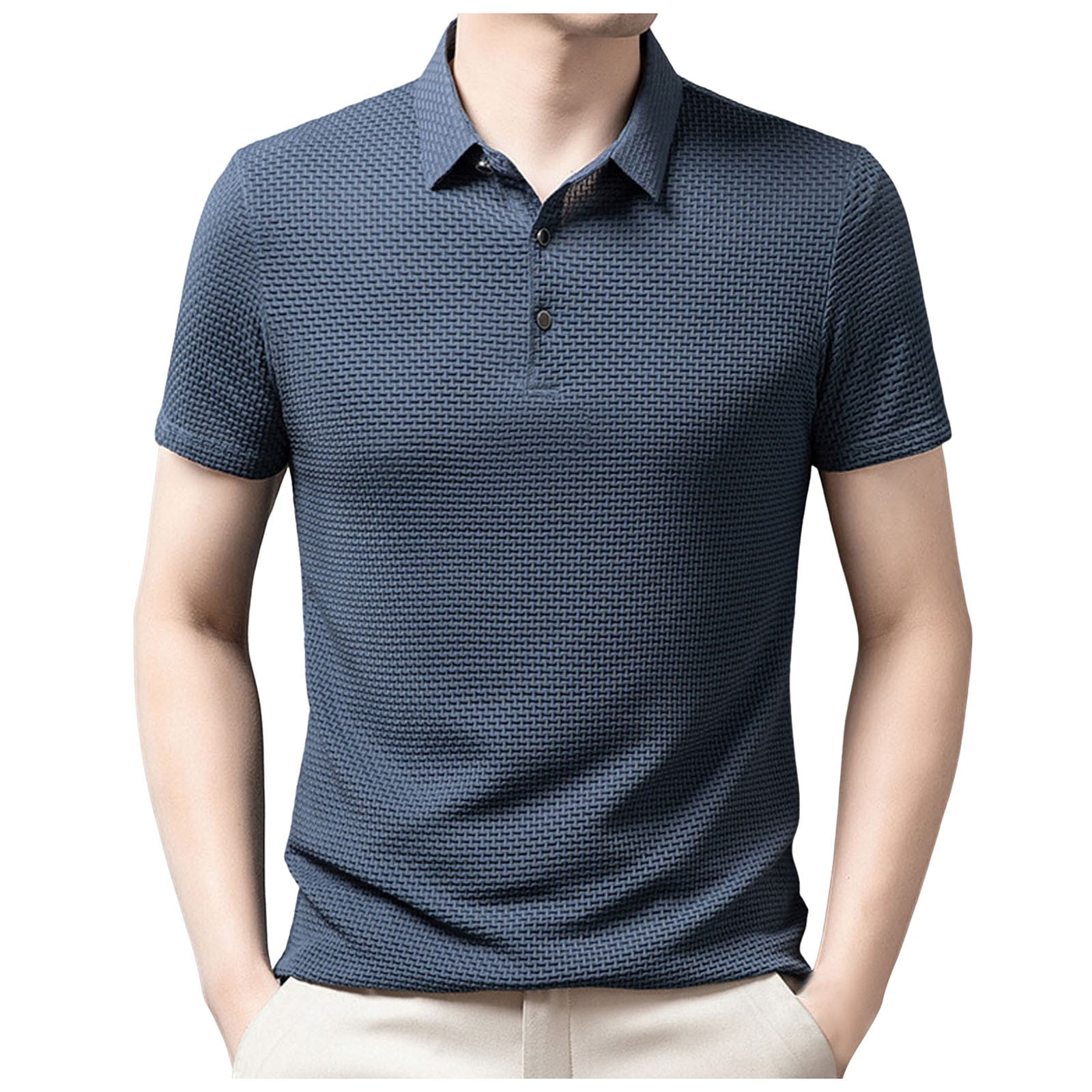 HCNTES Mens Short Sleeve Banded Bottom Polo Shirt with Pocket Golf ...