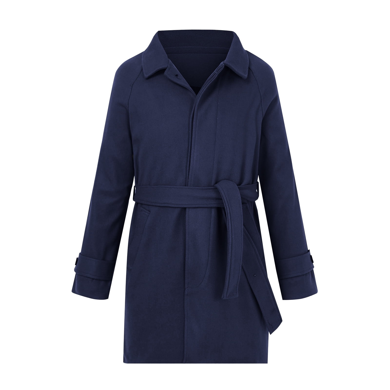 HCNTES Mens Woolen Trench Coat Pea Coat Double Breasted Regular Fit ...