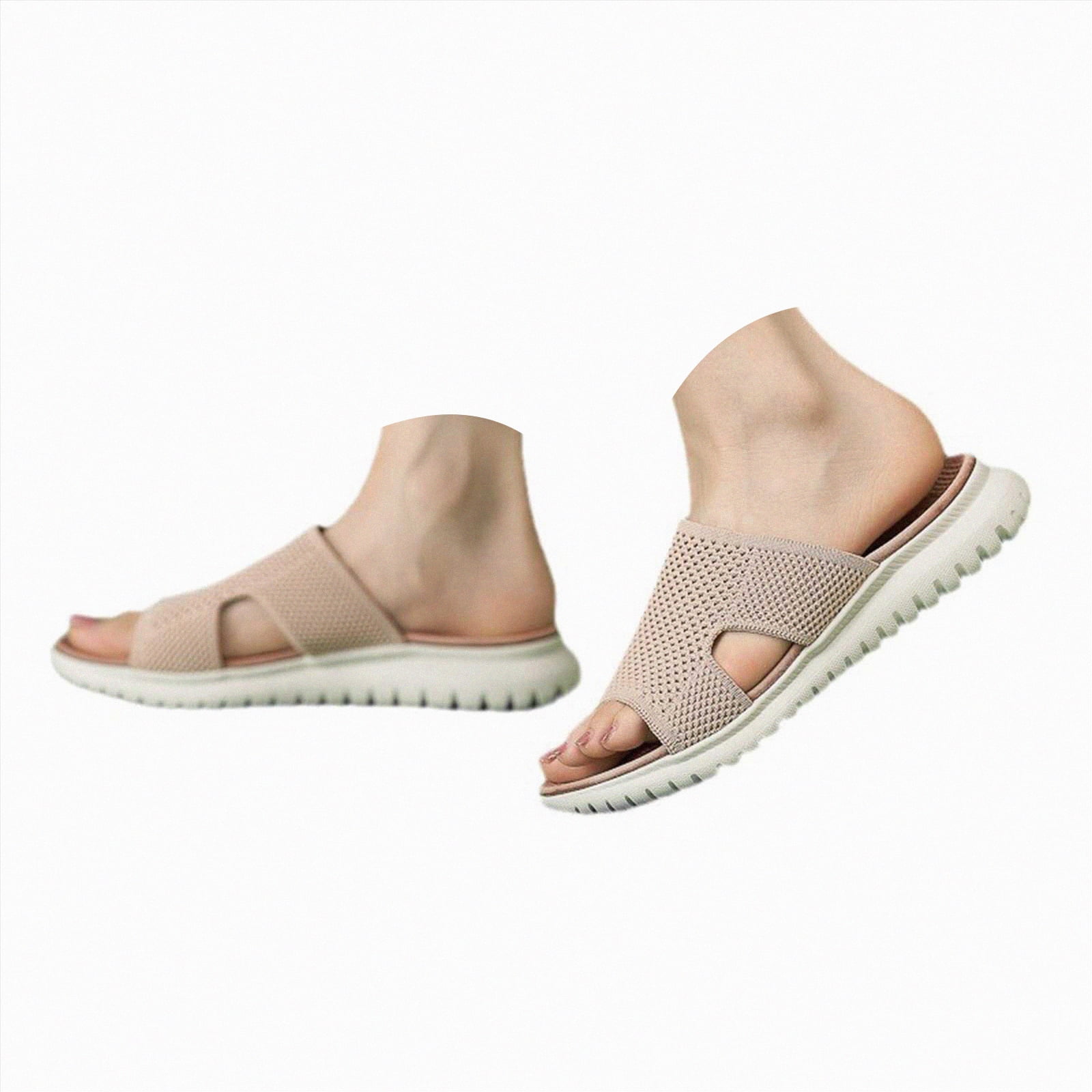 HCNTES Platform Sandals Women Raffia Wicker Espadrilles, Slip On Low ...