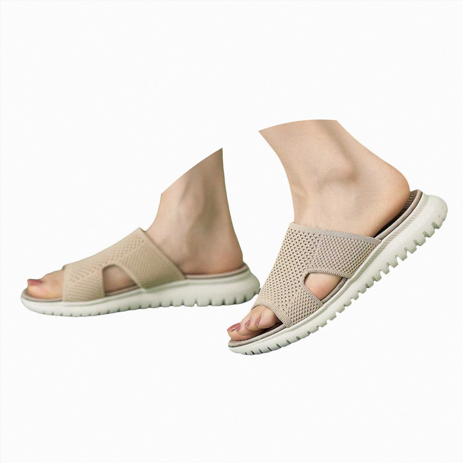 HCNTES Platform Sandals Women Raffia Wicker Espadrilles, Slip On Low ...