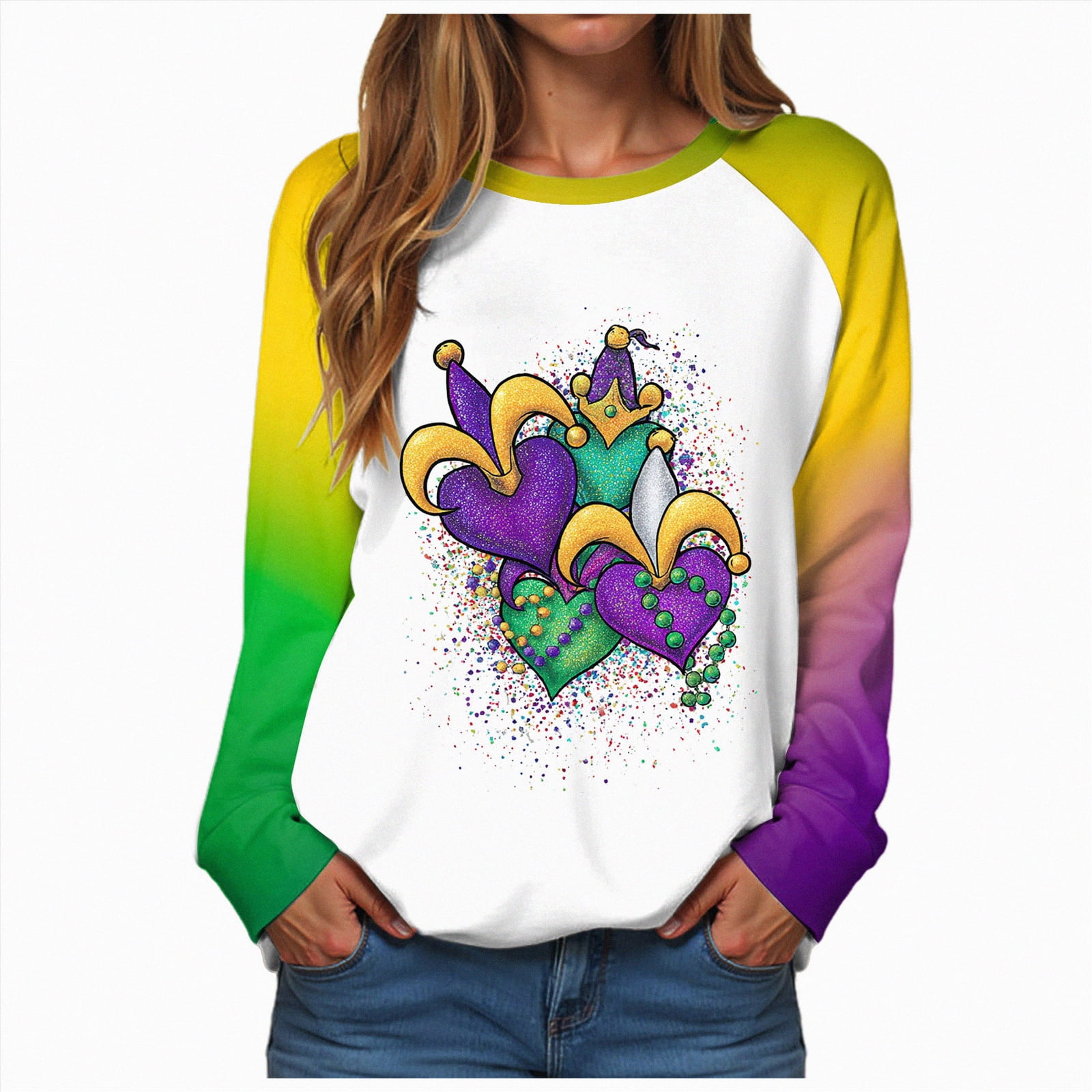 HCNTES Plus Size Mardi Gras Shirt: Fat Tuesday Carnival Vneck Tshirt ...