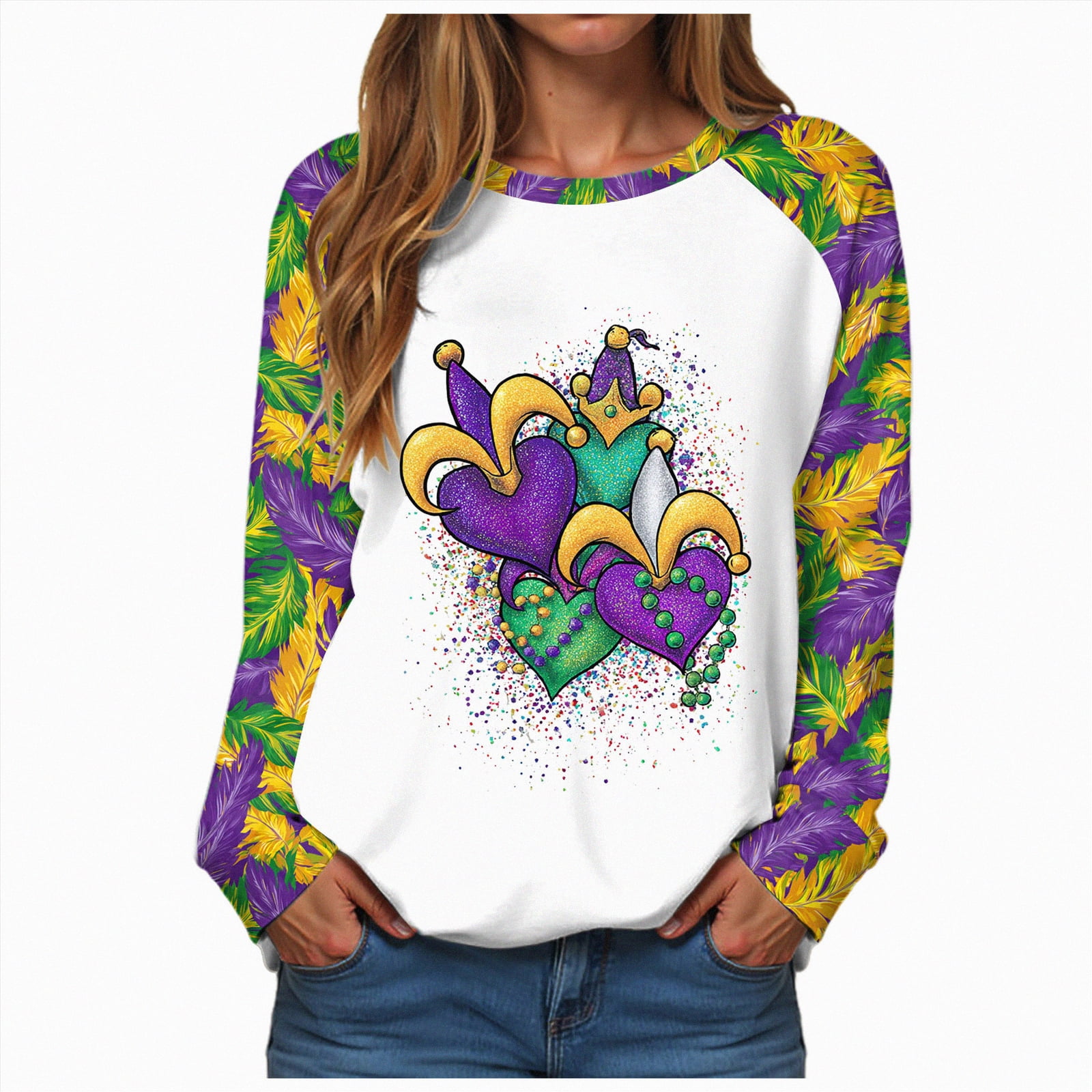 HCNTES Plus Size Mardi Gras Shirt: Fat Tuesday Carnival Vneck Tshirt ...