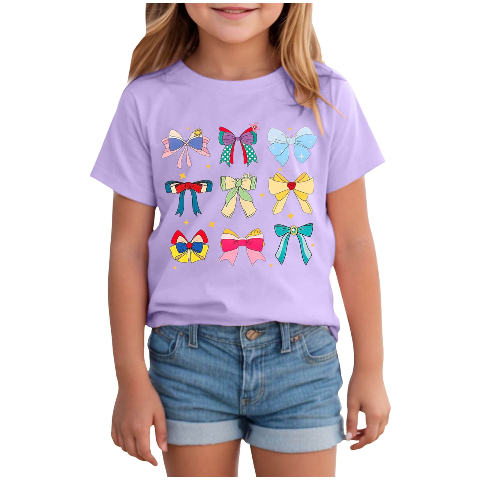 HCNTES Short Sleeve Crop Tops Kids Fashion Oversized Cute Crew Neck ...