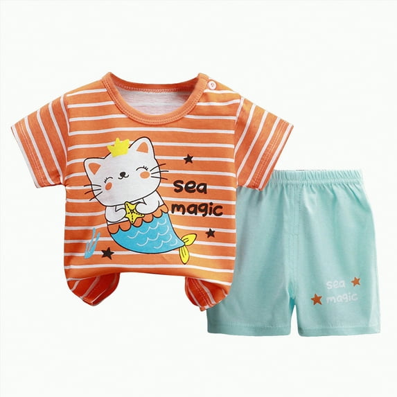 HCNTES Toddler Adorable Two-Piece PJ Set Little/Big Kids Soft Short ...