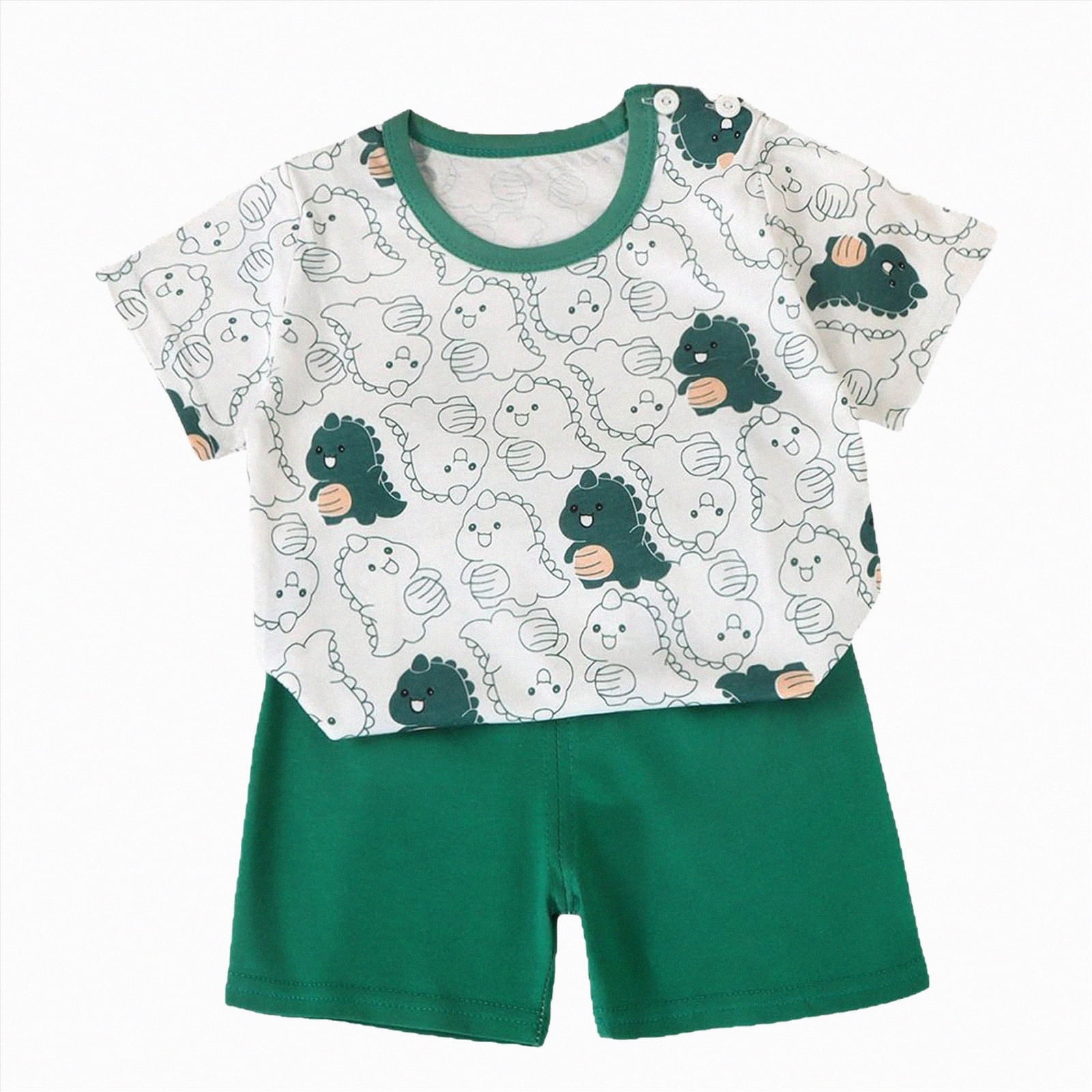HCNTES Toddler Baby Boy Clothes Dinosaur Print Short Sleeve T-Shirt Top ...